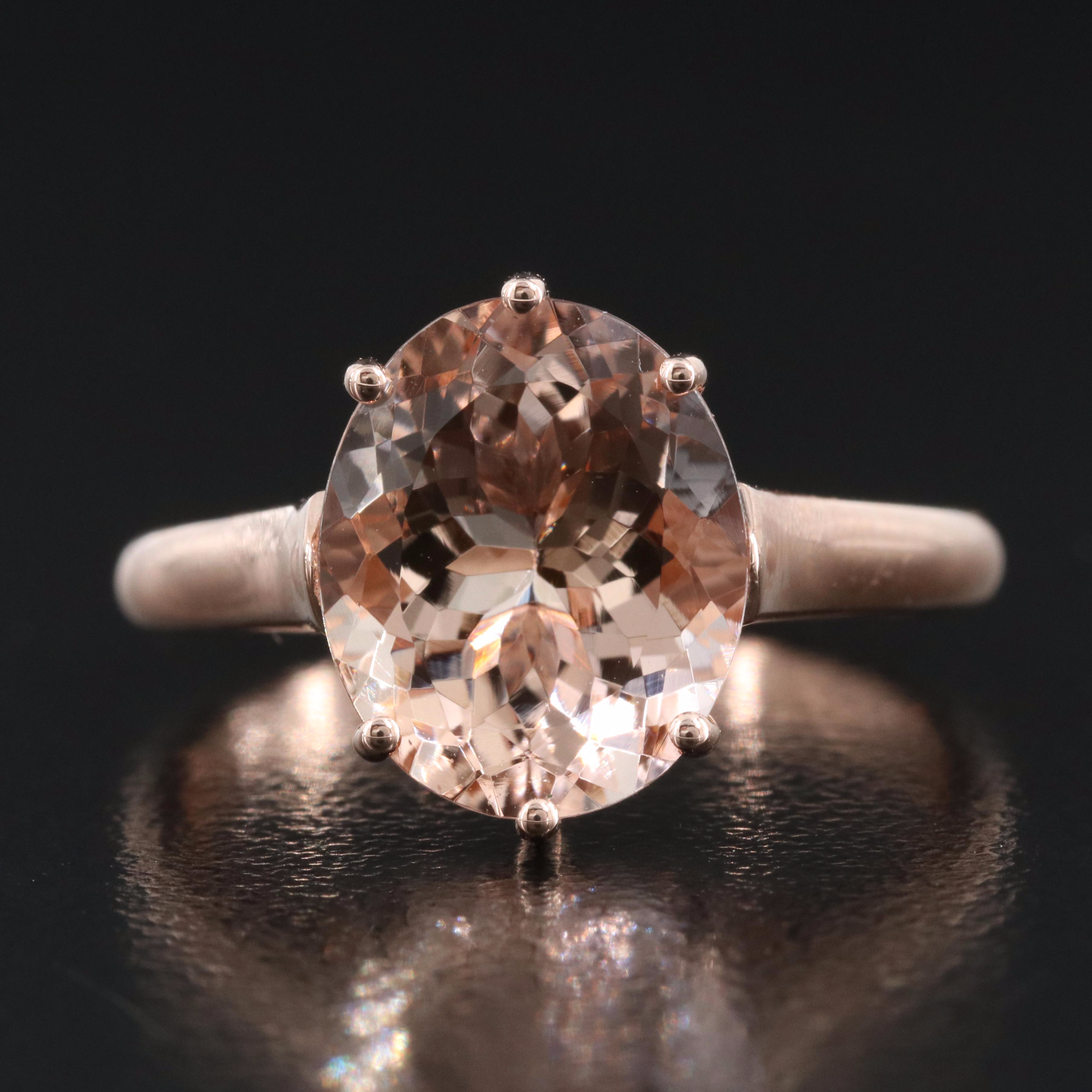 14K Rose Gold Morganite Solitaire Ring | EBTH