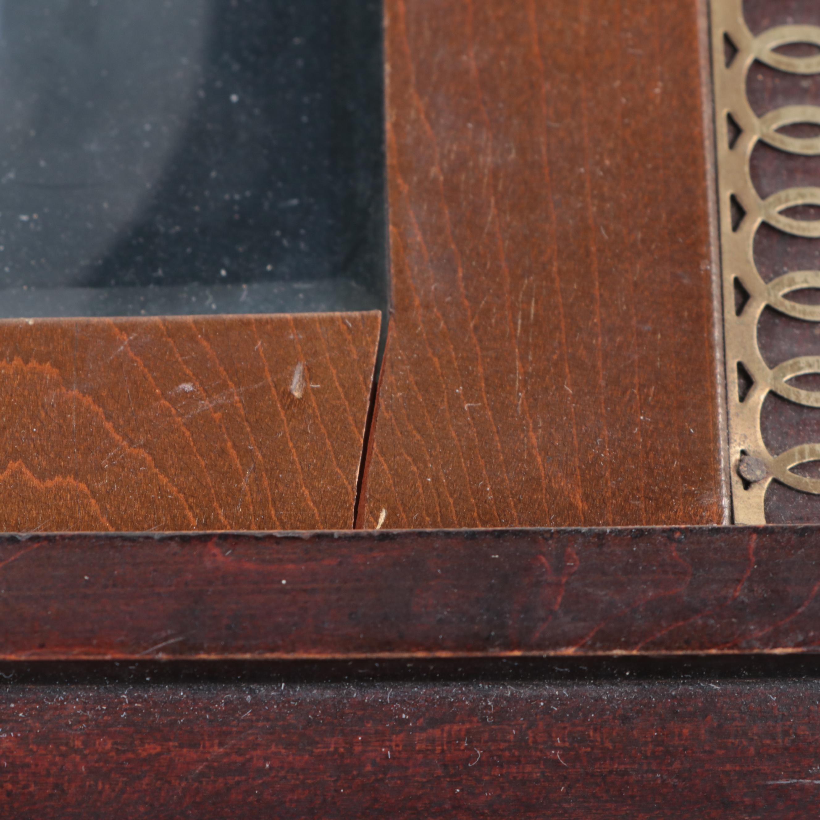 Meiji Clock Co. Filigree Style Metal Inlay Wood Pendulum Wall Clock | EBTH