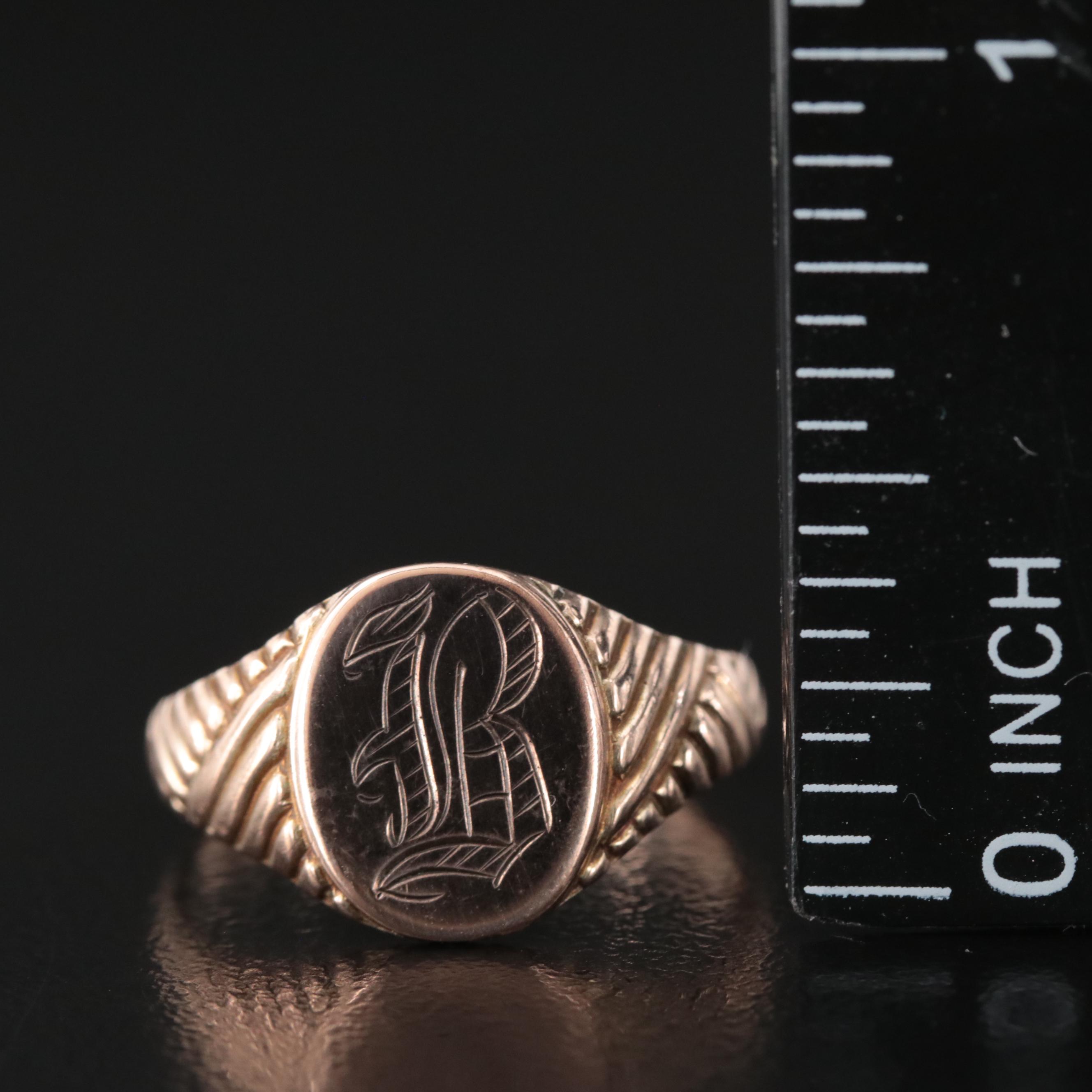 Antique 9K Initial "B" Signet Ring | EBTH