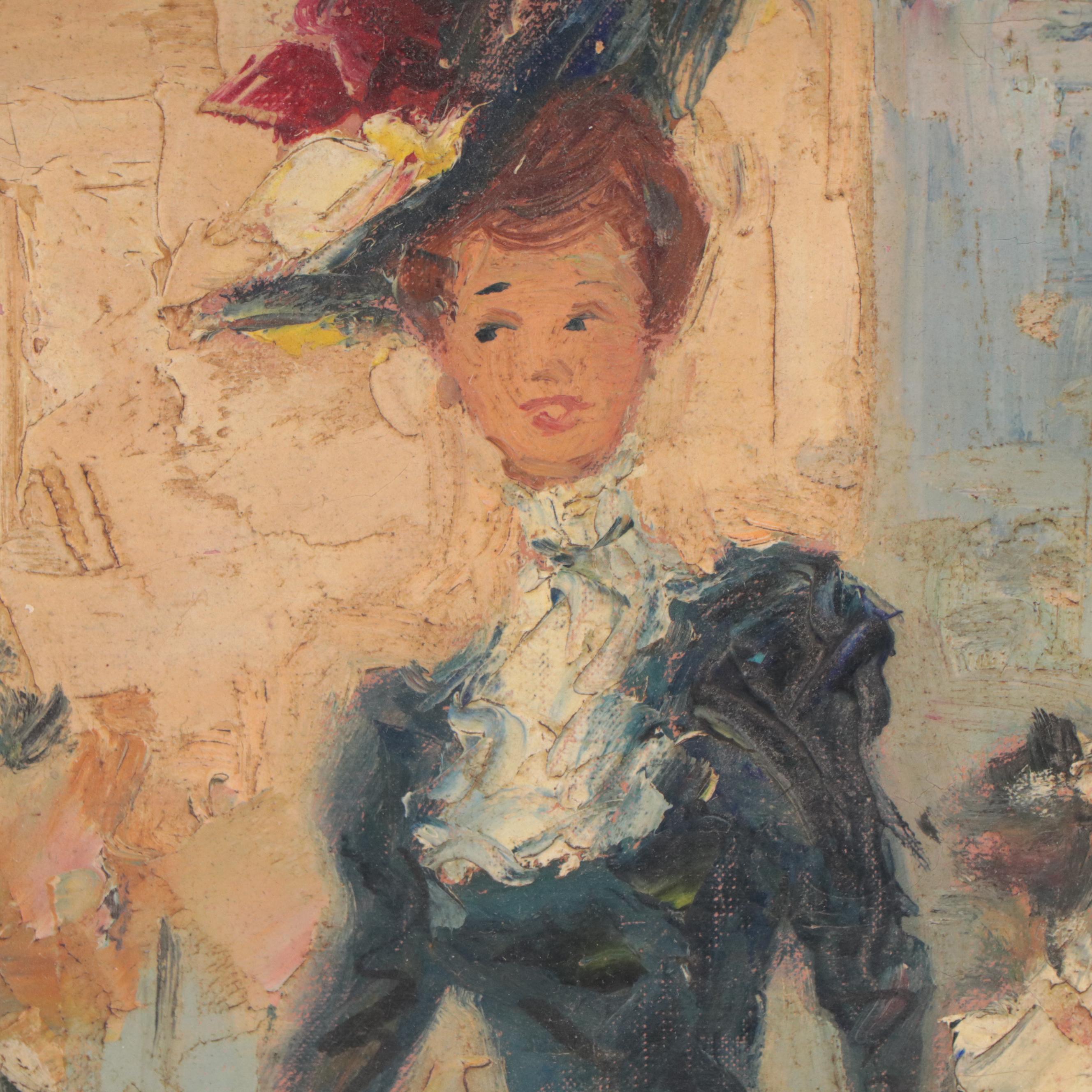 Ramón H. Parisian Scene With Figures Oil Painting, 1920 | EBTH