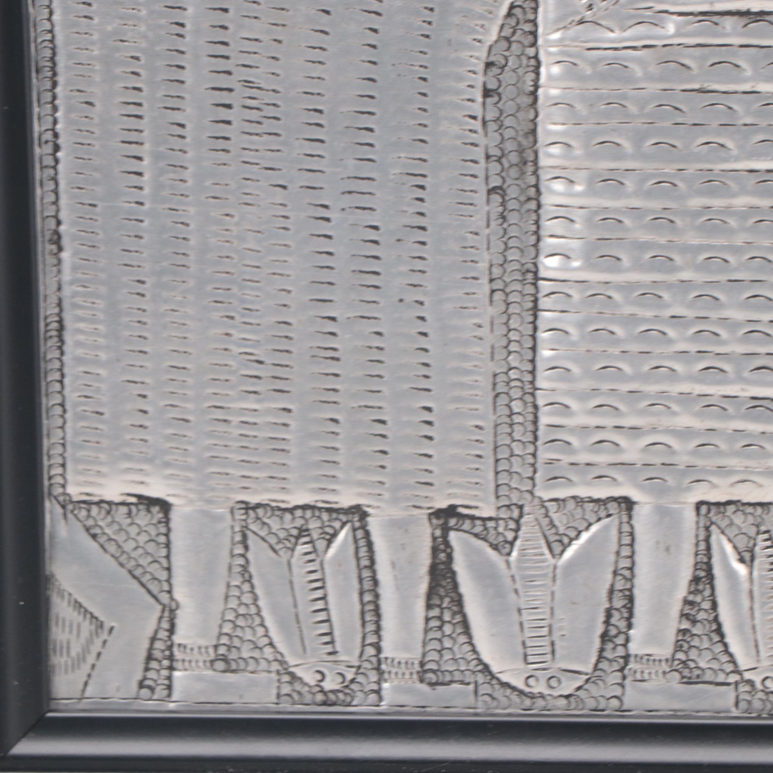 Toyin Folorunso Folk Art Chased Aluminum Relief | EBTH