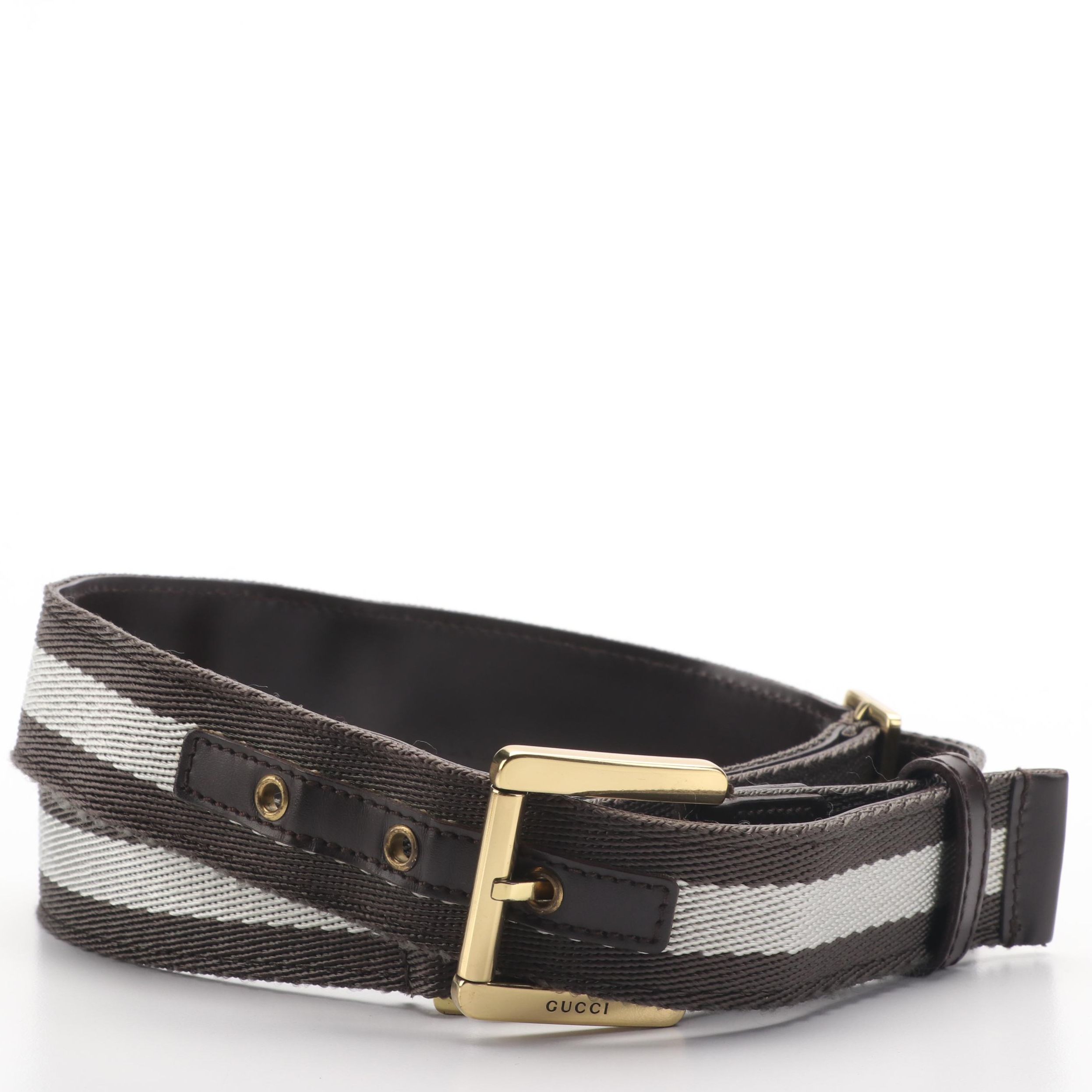 Gucci Vintage Multi-Color Fabric and Leather Belt | EBTH