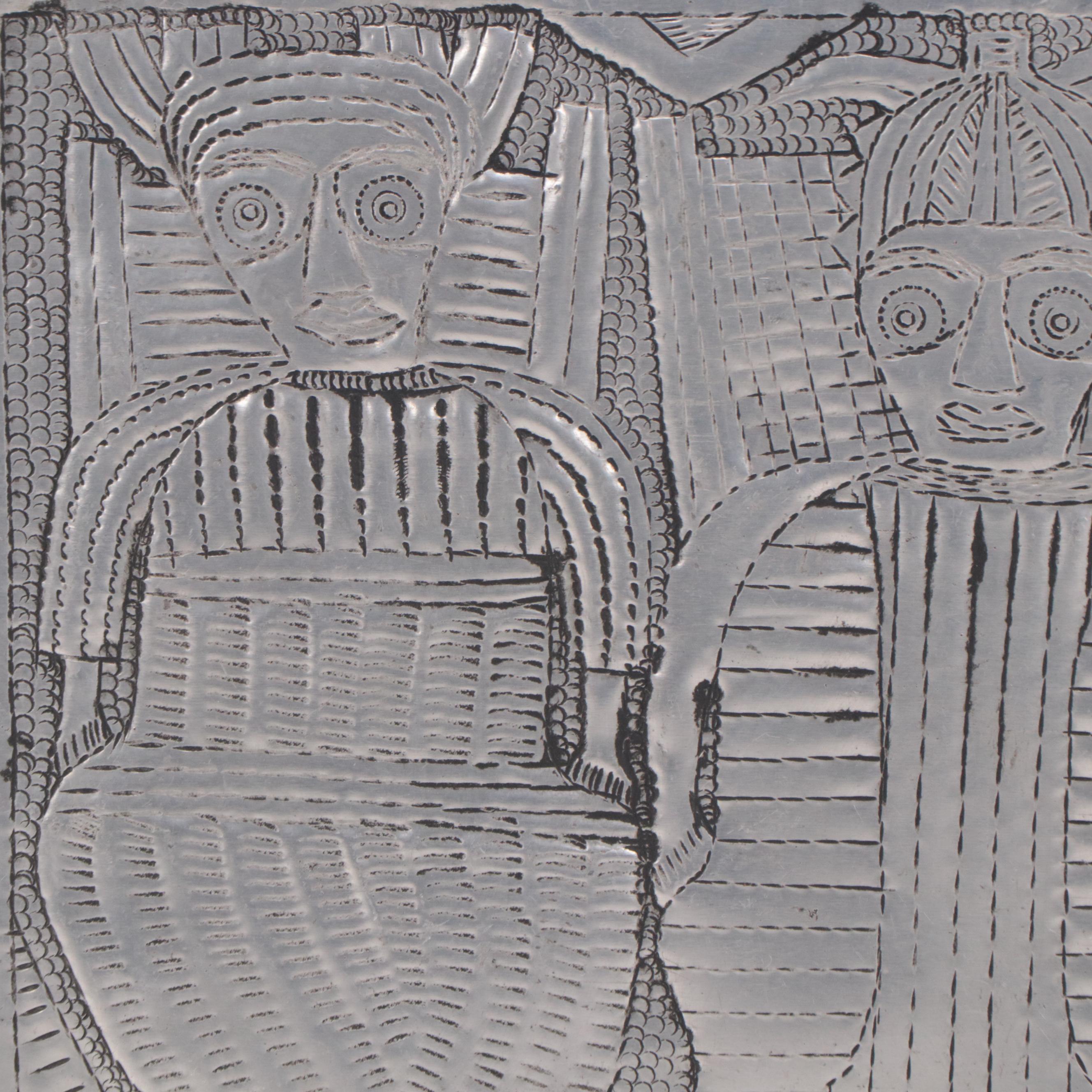 Toyin Folorunso Folk Art Chased Aluminum Relief | EBTH
