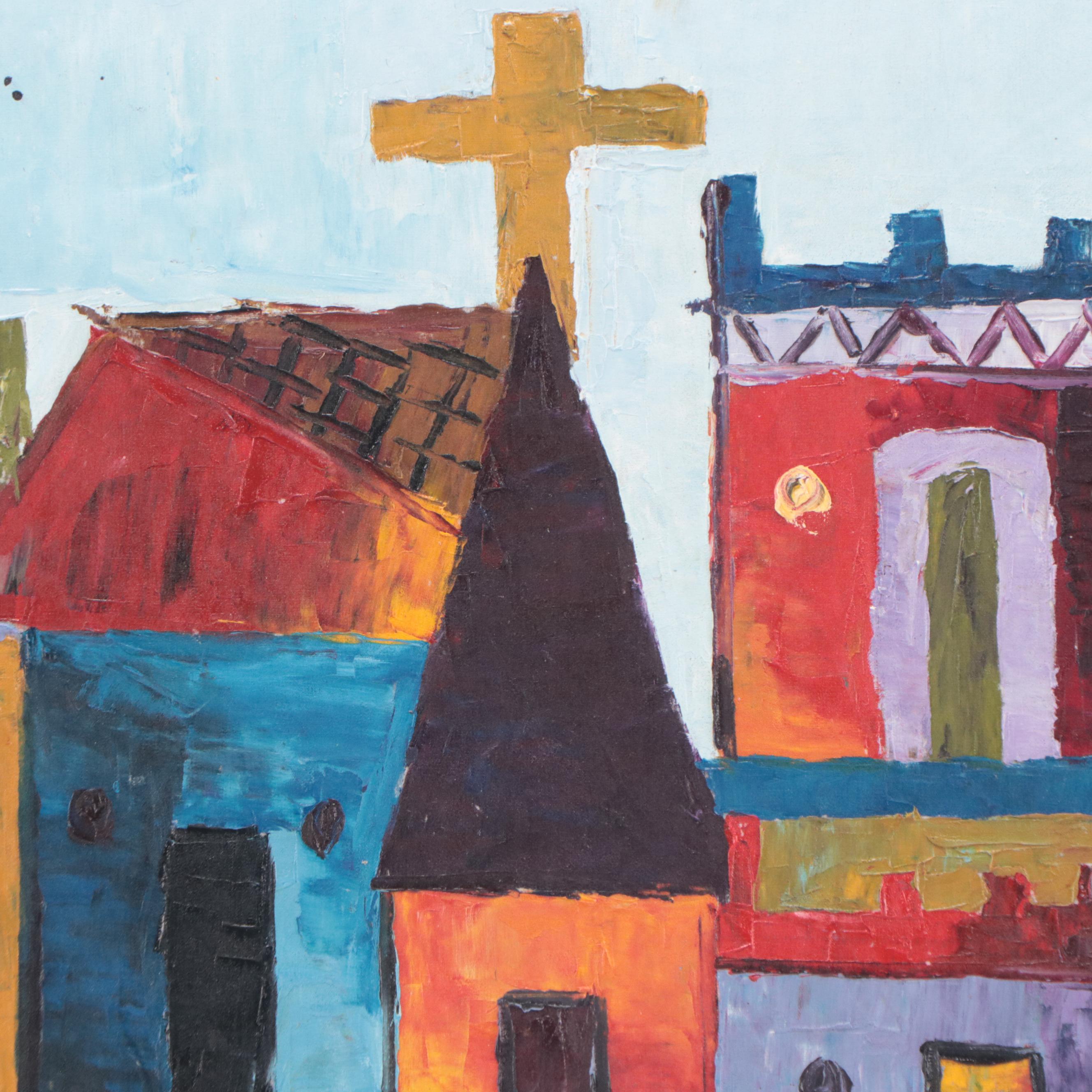 Bayo Ogundele Oil Painting "Houses of the Lord," 2023 | EBTH