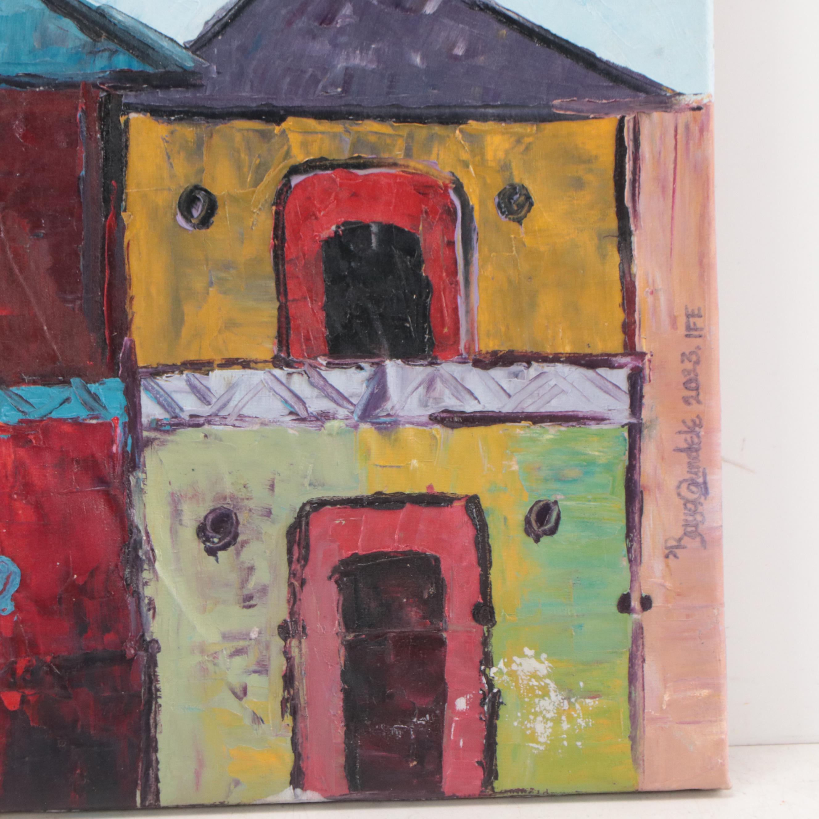 Bayo Ogundele Oil Painting "Houses of the Lord," 2023 | EBTH