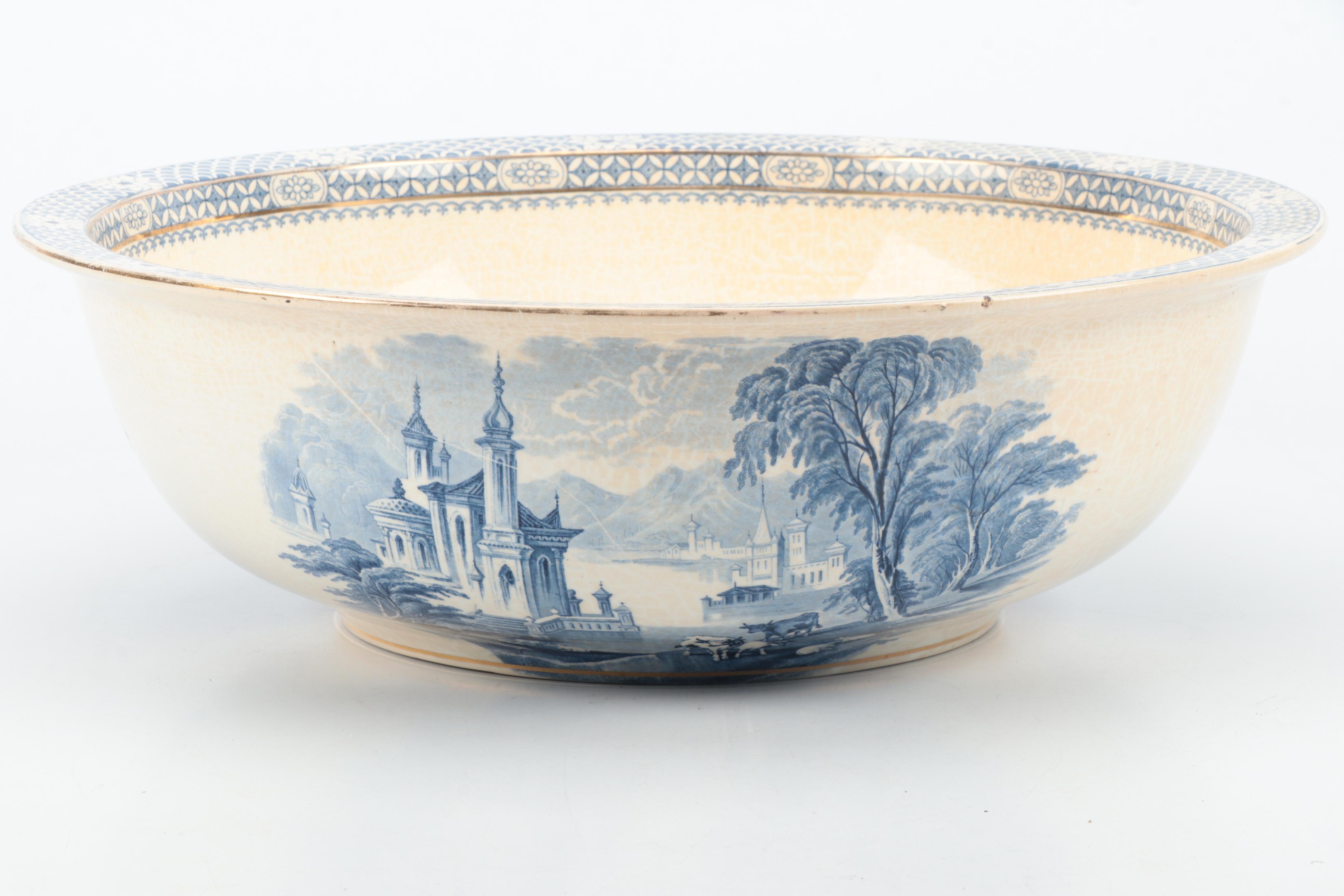 C. T. Maling & Sons Earthenware Pitcher and Basin, Early 20th Century ...