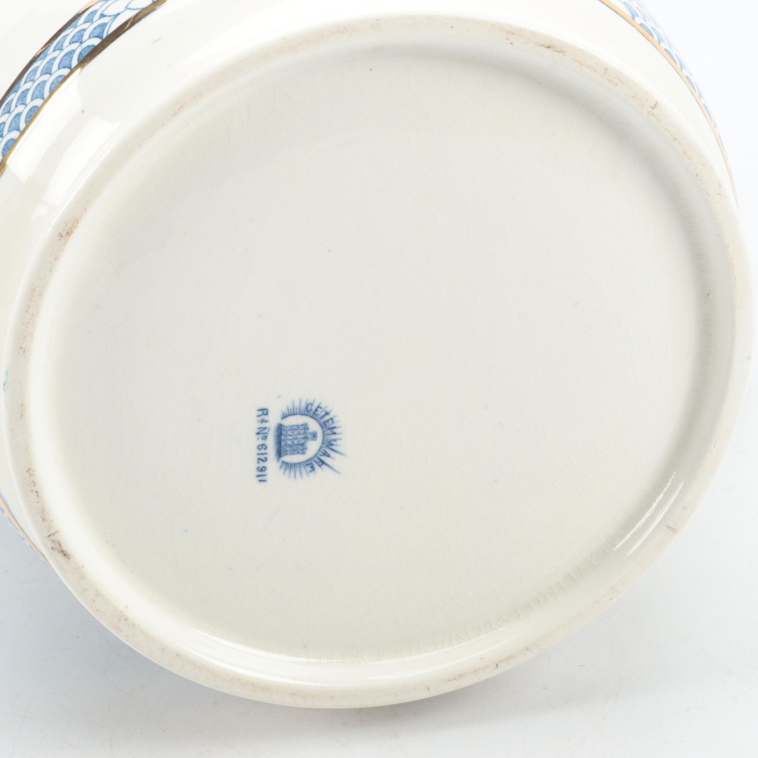 C. T. Maling & Sons Earthenware Pitcher and Basin, Early 20th Century ...