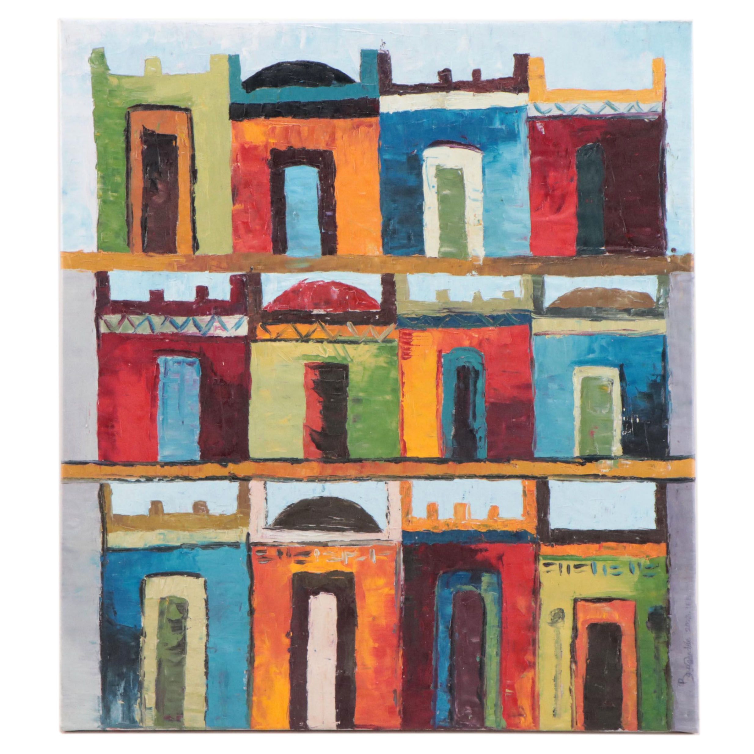 Bayo Ogundele Oil Painting of Houses, 2023 | EBTH