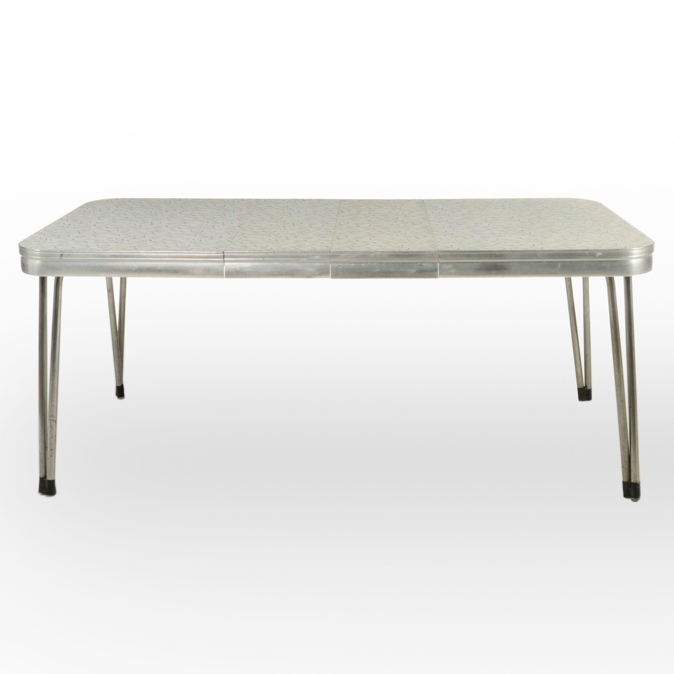 Mid Century Modern Aluminum, Chrome and Laminate Top Dining Table ...