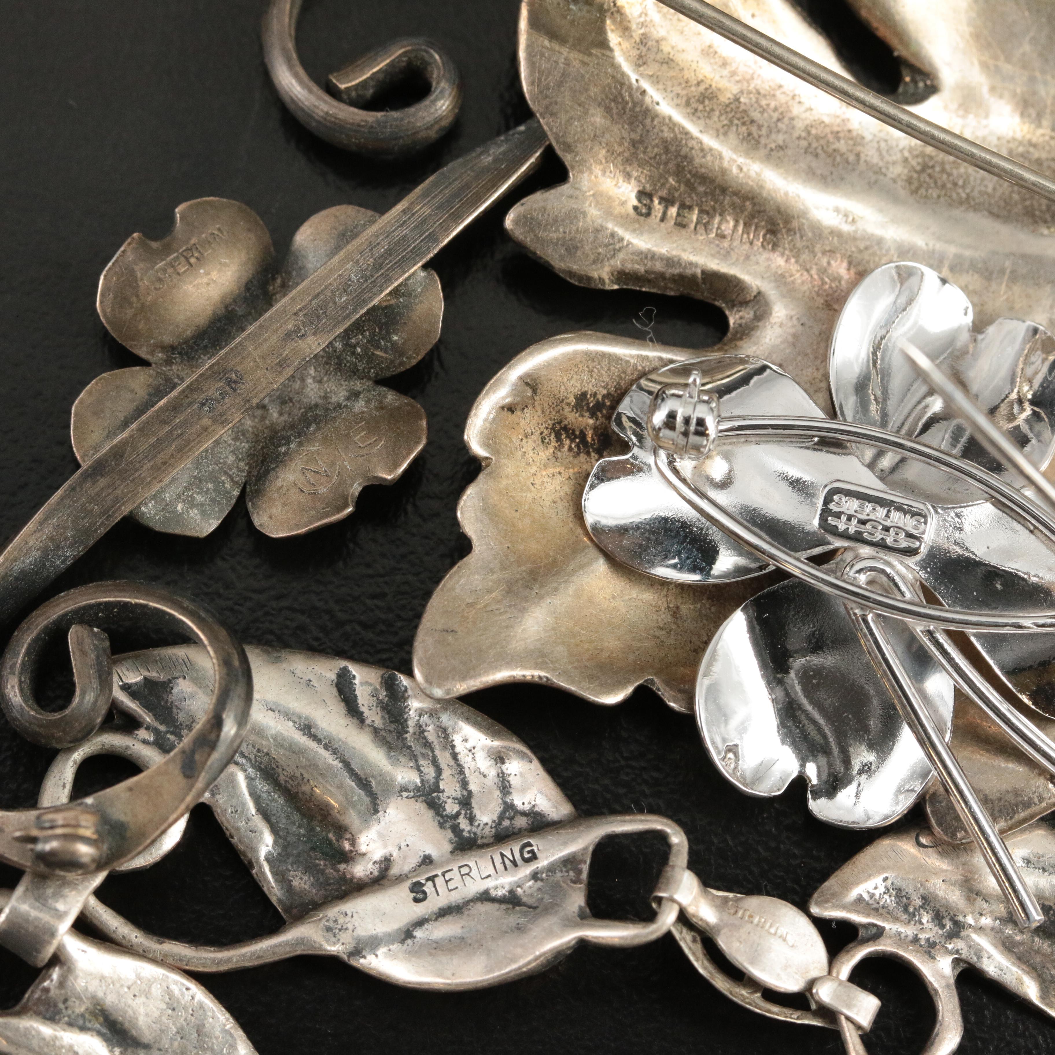Vintage Sterling Collection Featuring Stuart Nye Dogwood Brooches | EBTH