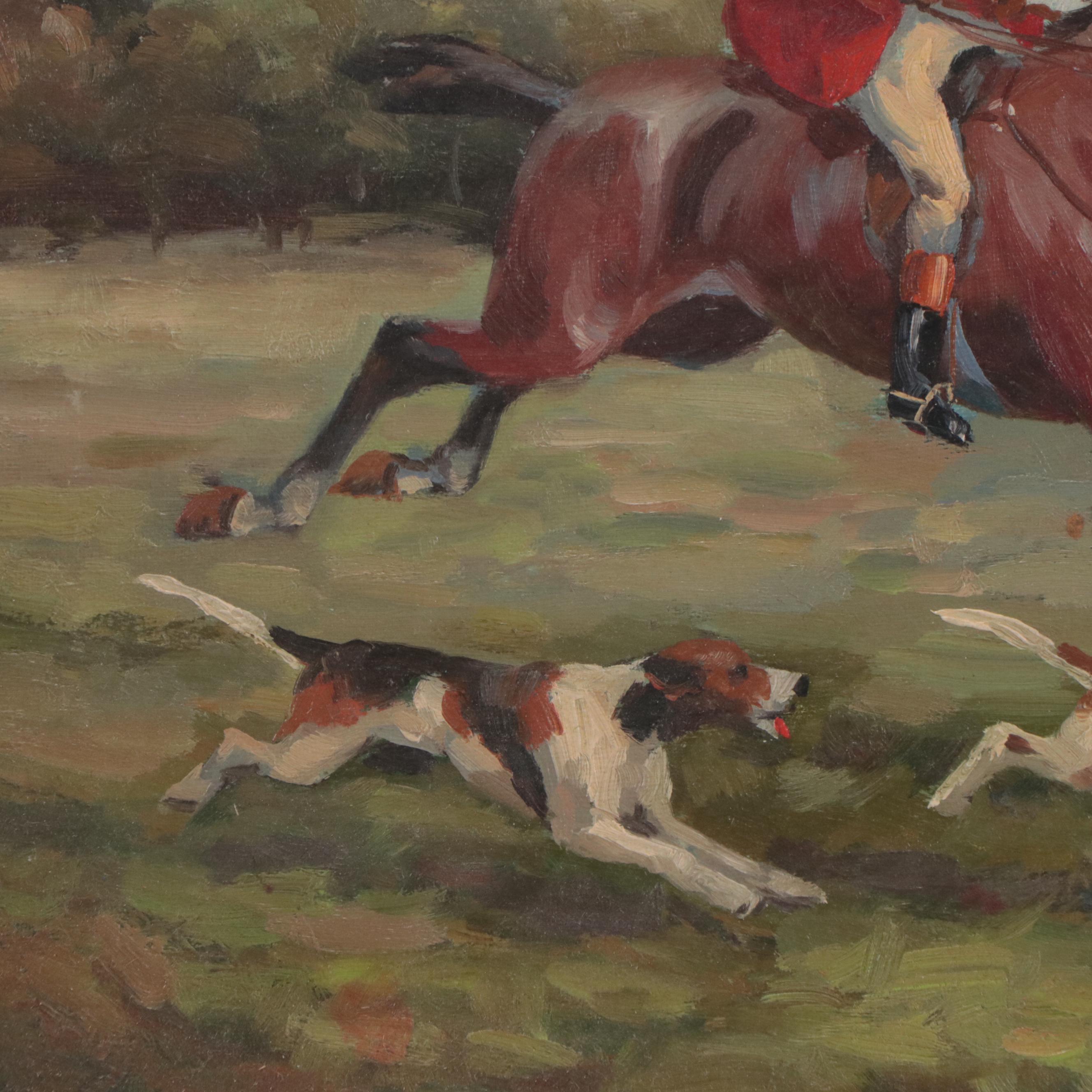 English Fox Hunting Genre Oil Painting | EBTH