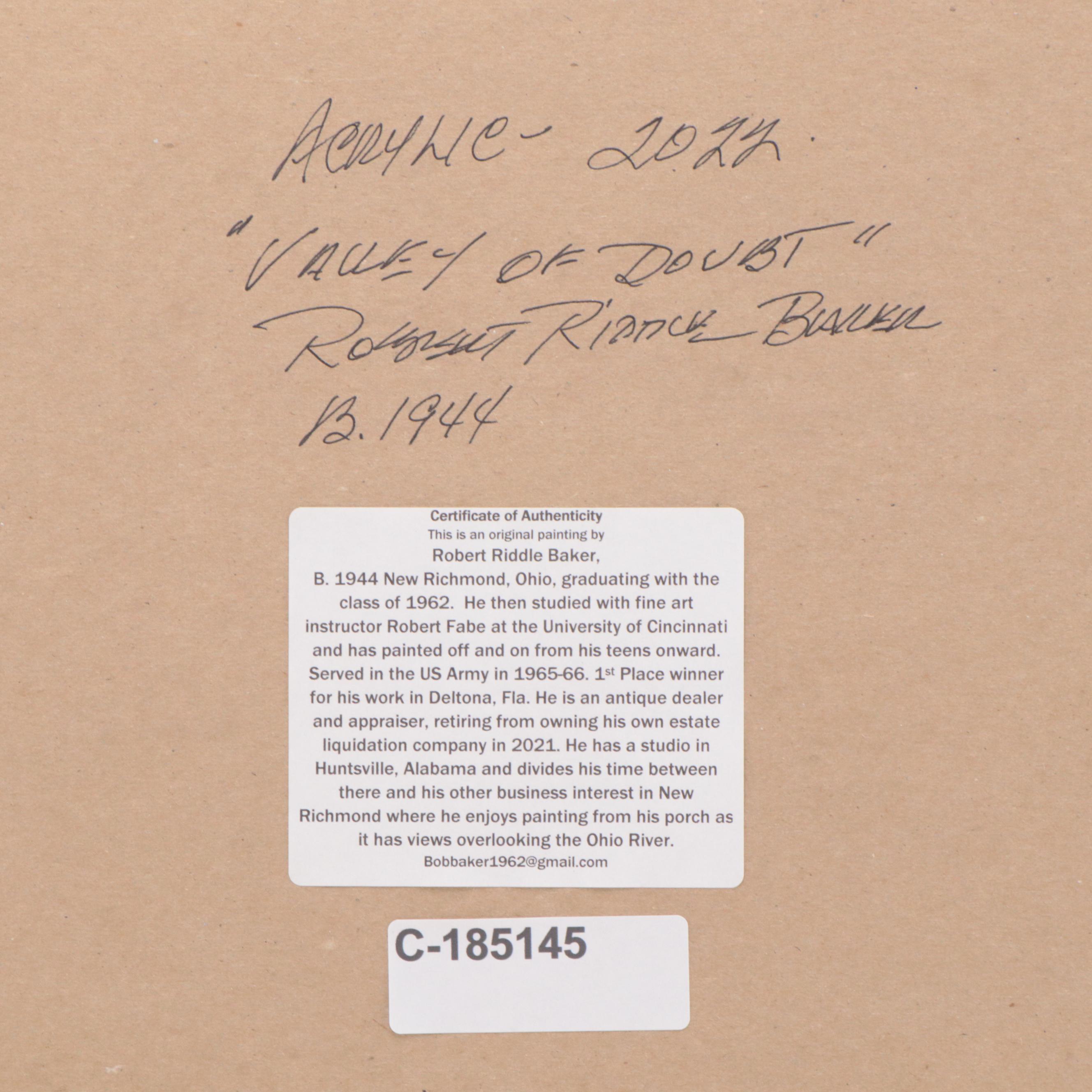 Robert Riddle-Baker Acrylic Painting "Valley of Doubt," 2022 | EBTH