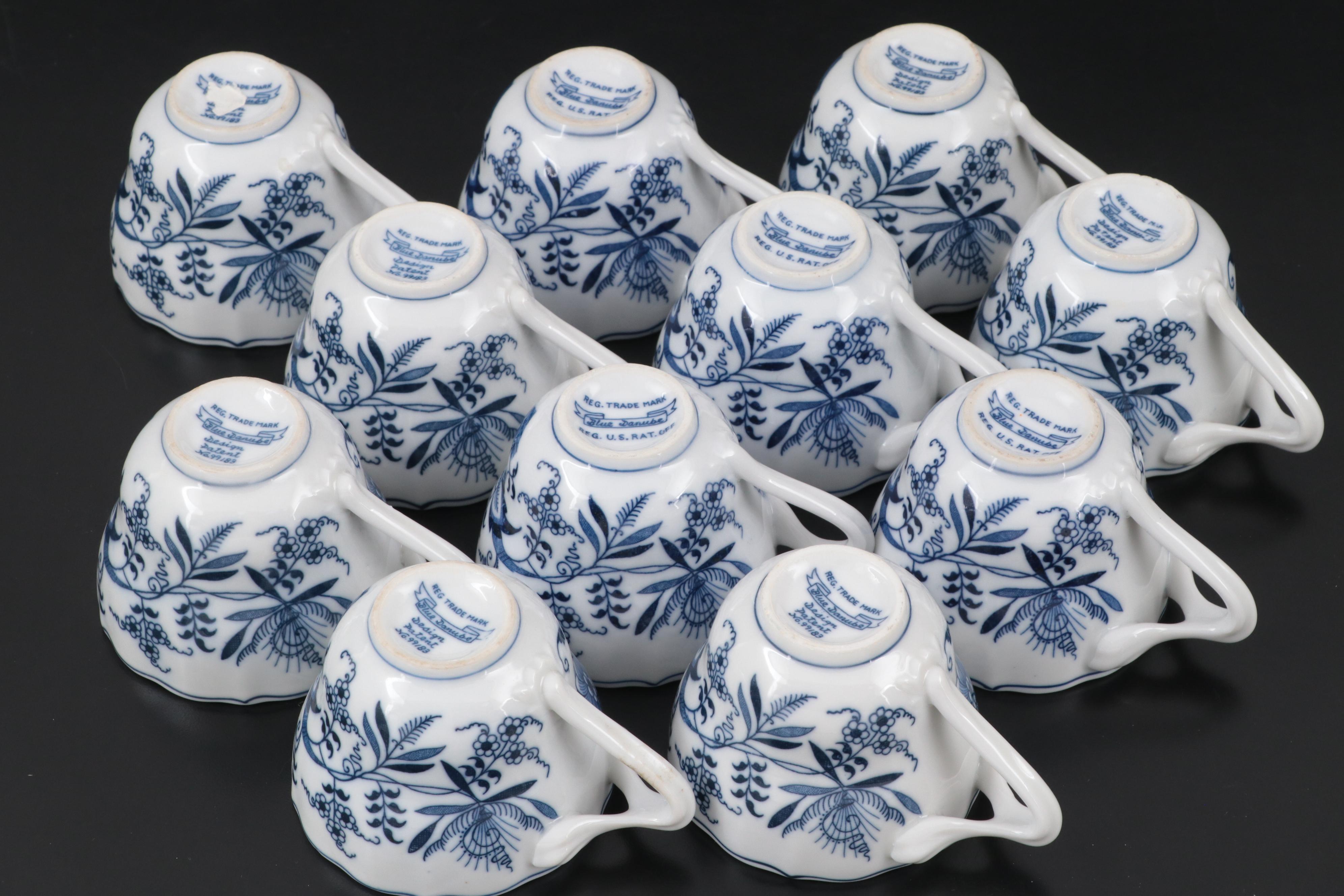 Blue Danube Porcelain Dinnerware and Serving Pieces, Mid to Late 20th ...