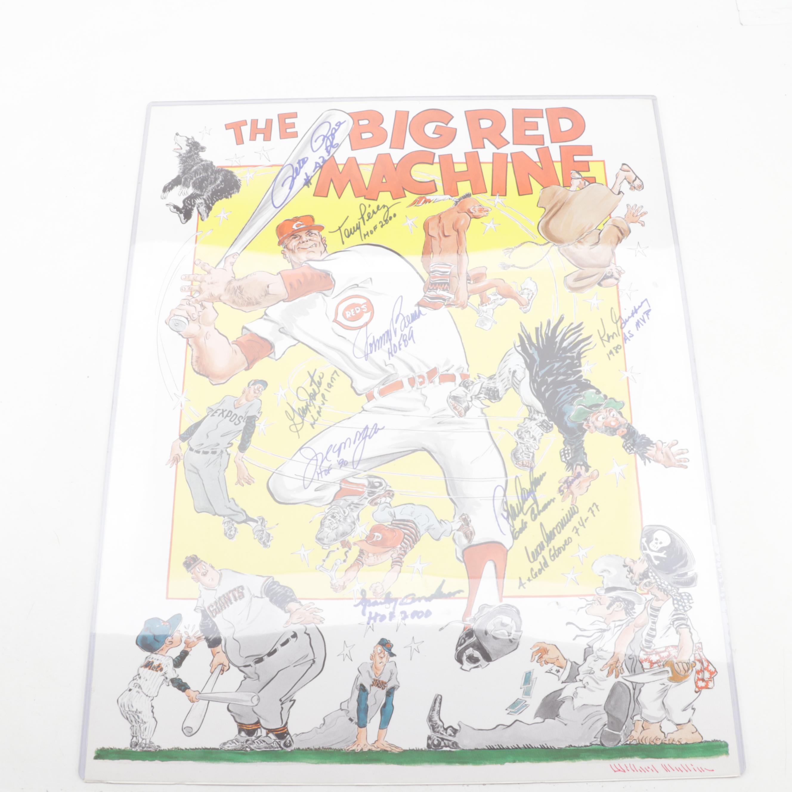 "The Big Red Machine" Signed Artwork Featuring Pete Rose, Johnny Bench ...