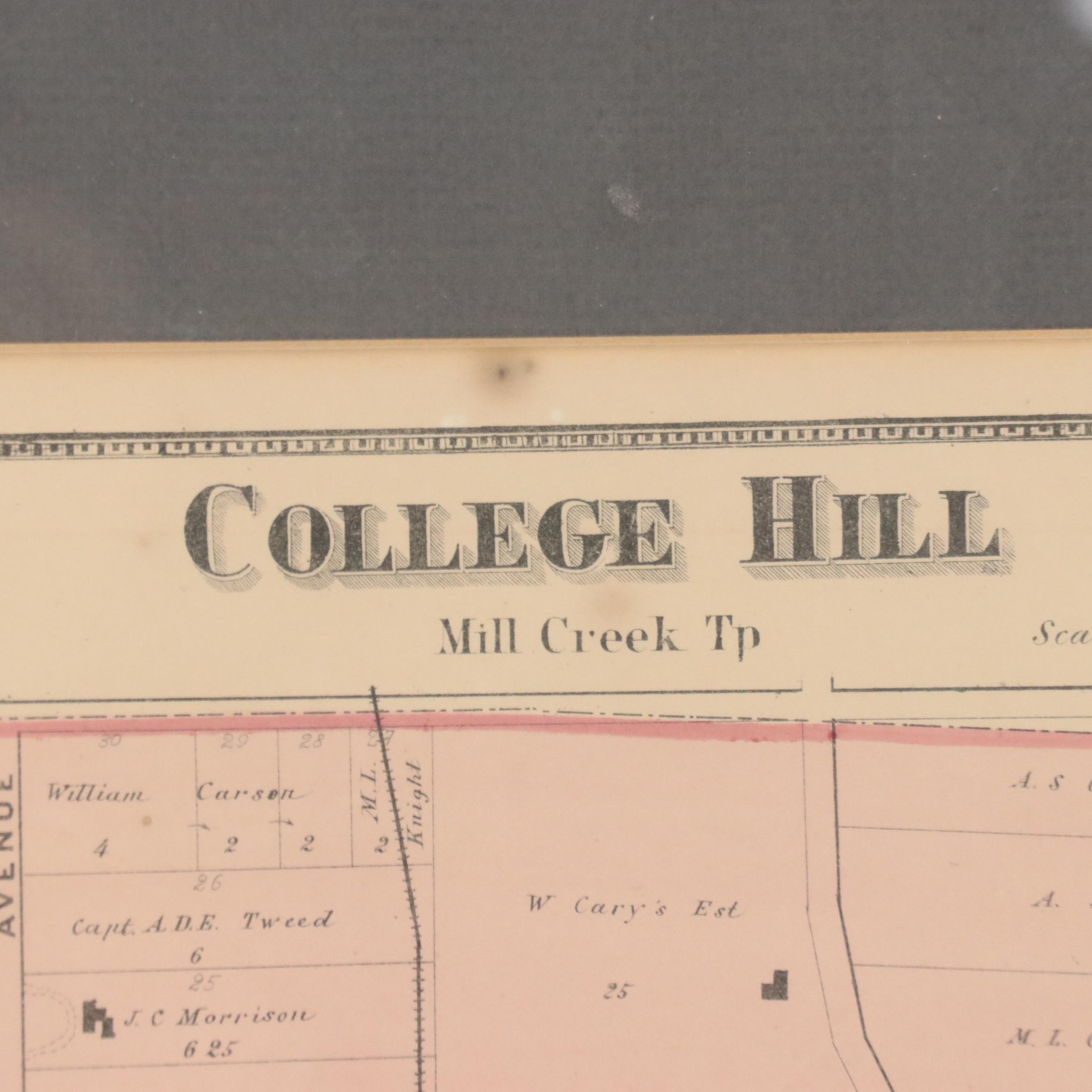 Hand-Colored Lithograph Map "College Hill - Mill Creek Township" | EBTH