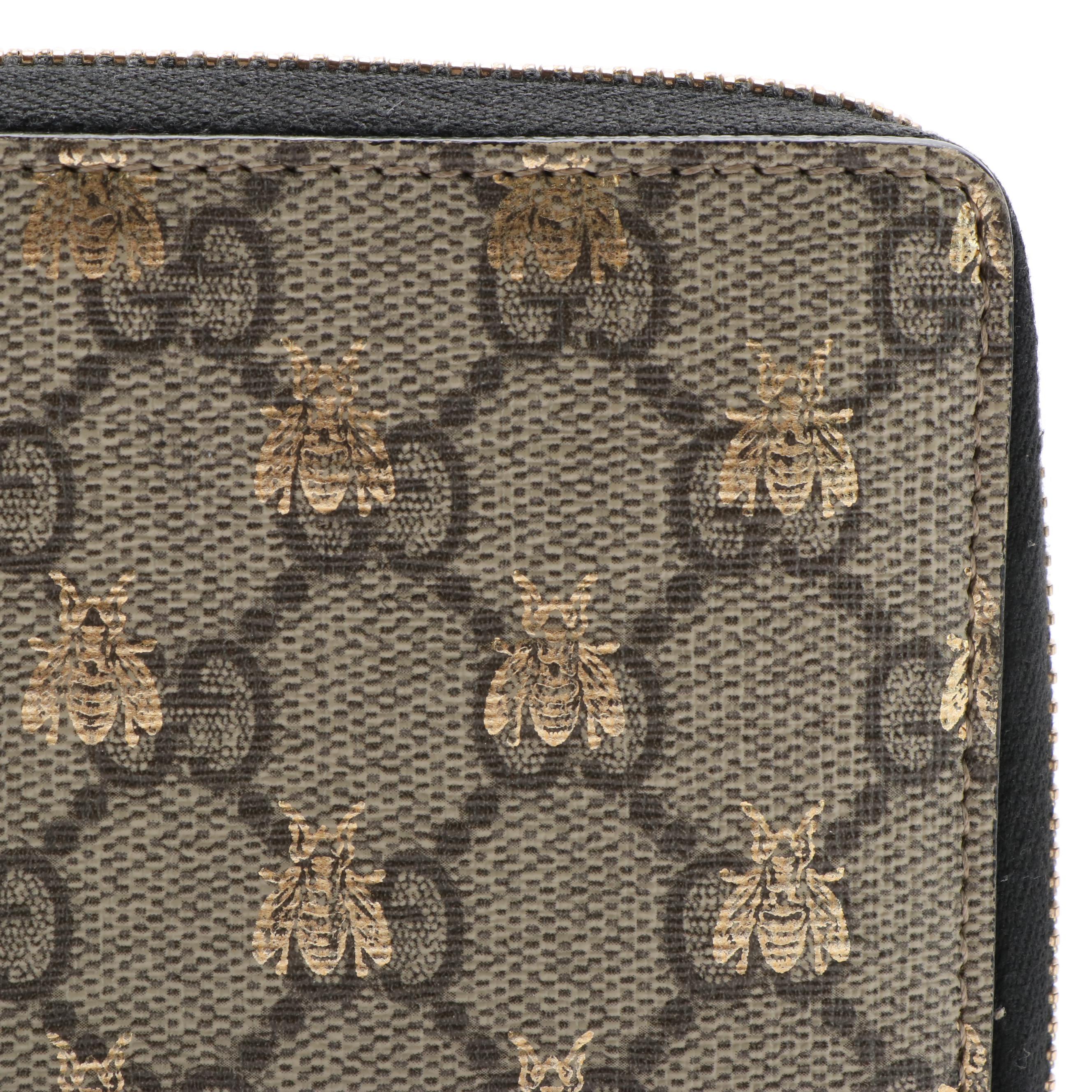 Gucci GG Supreme Monogram Bees Zip Around Wallet | EBTH