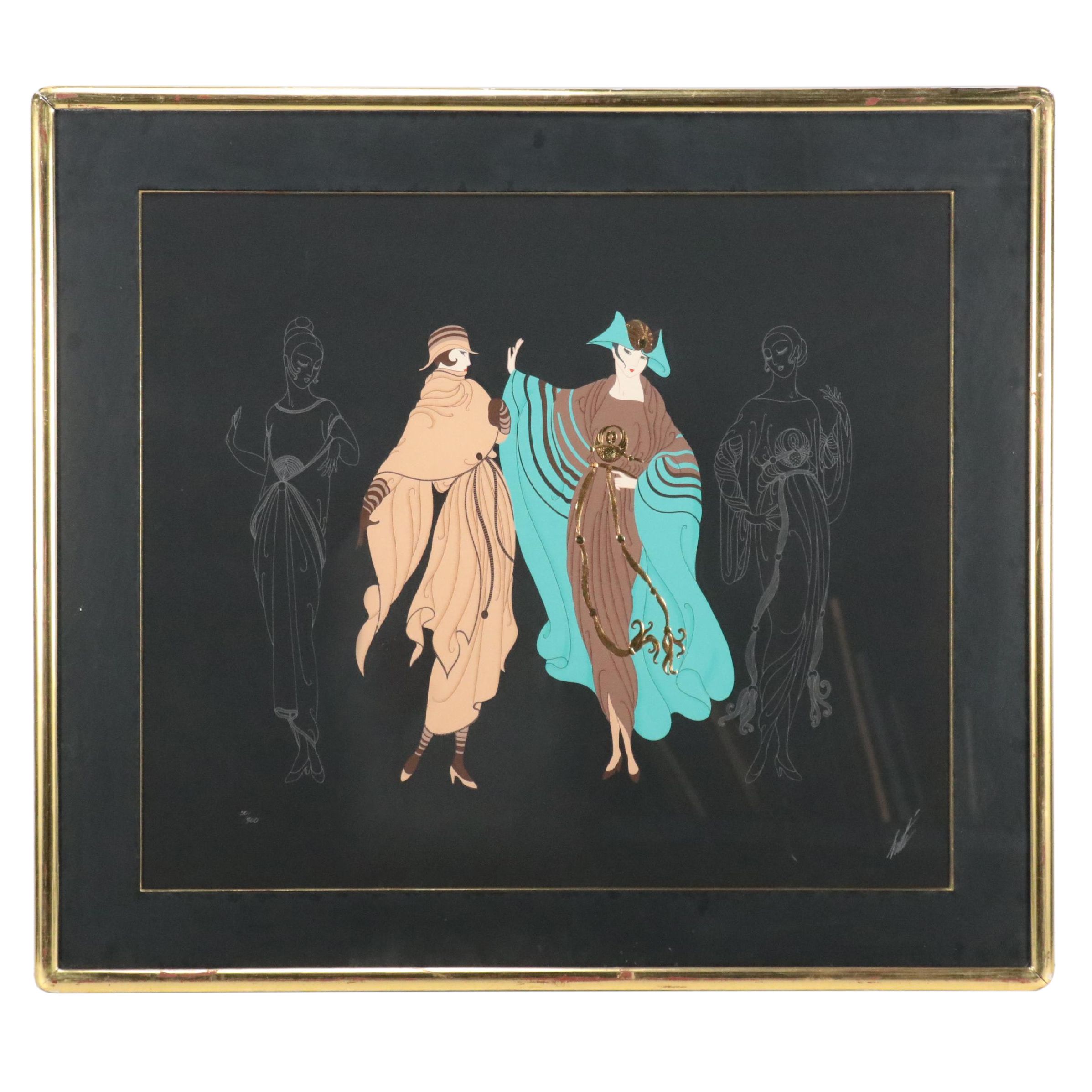 Erté Embellished Serigraph "Metropolis Suite - On the Avenue," Circa ...