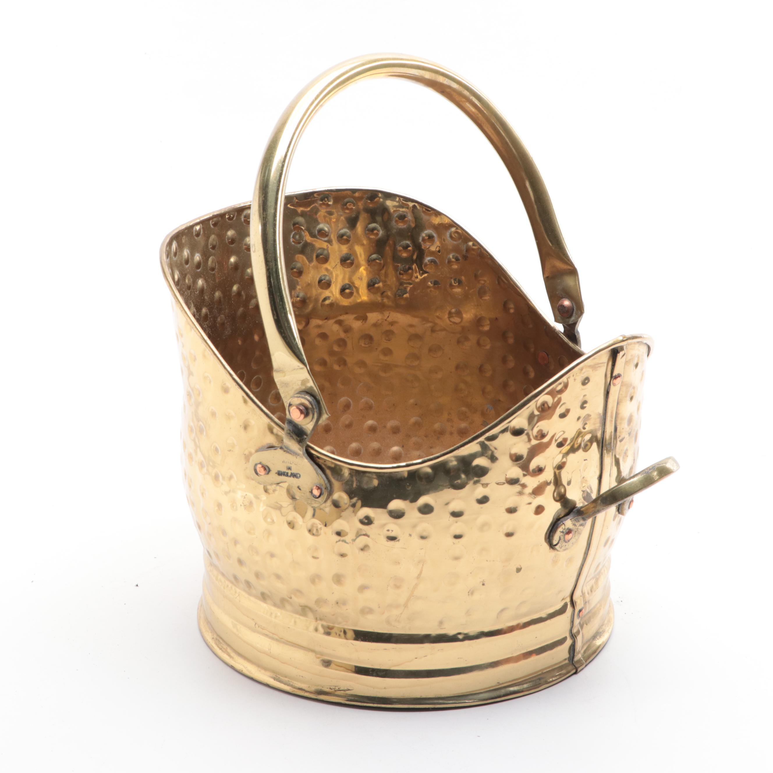 Hammered Brass and Copper Fireplace Ash Buckets, Coal and Kindling Bins ...