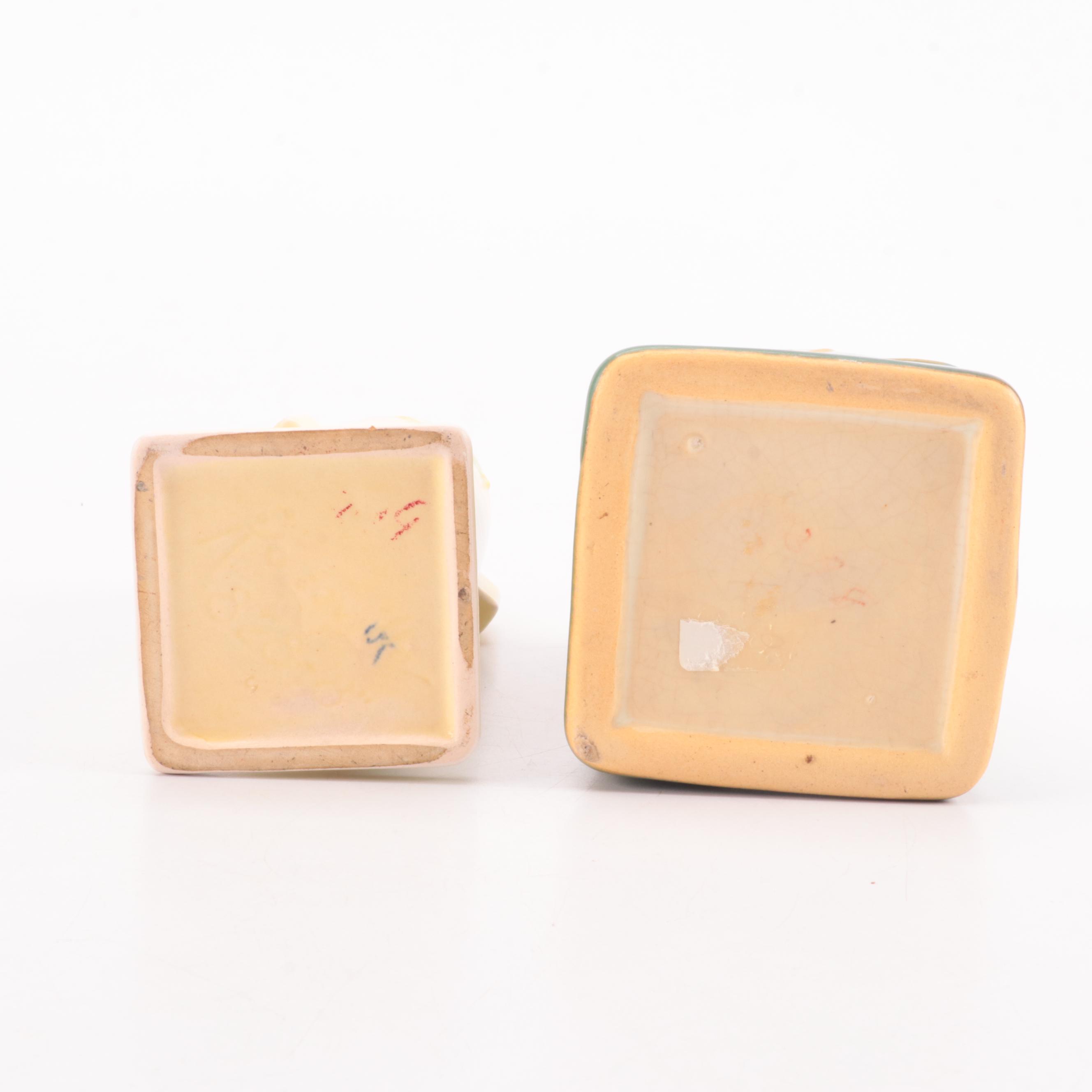 Roseville Pottery "Dawn Yellow" Vase with Other Art Pottery Vases and ...