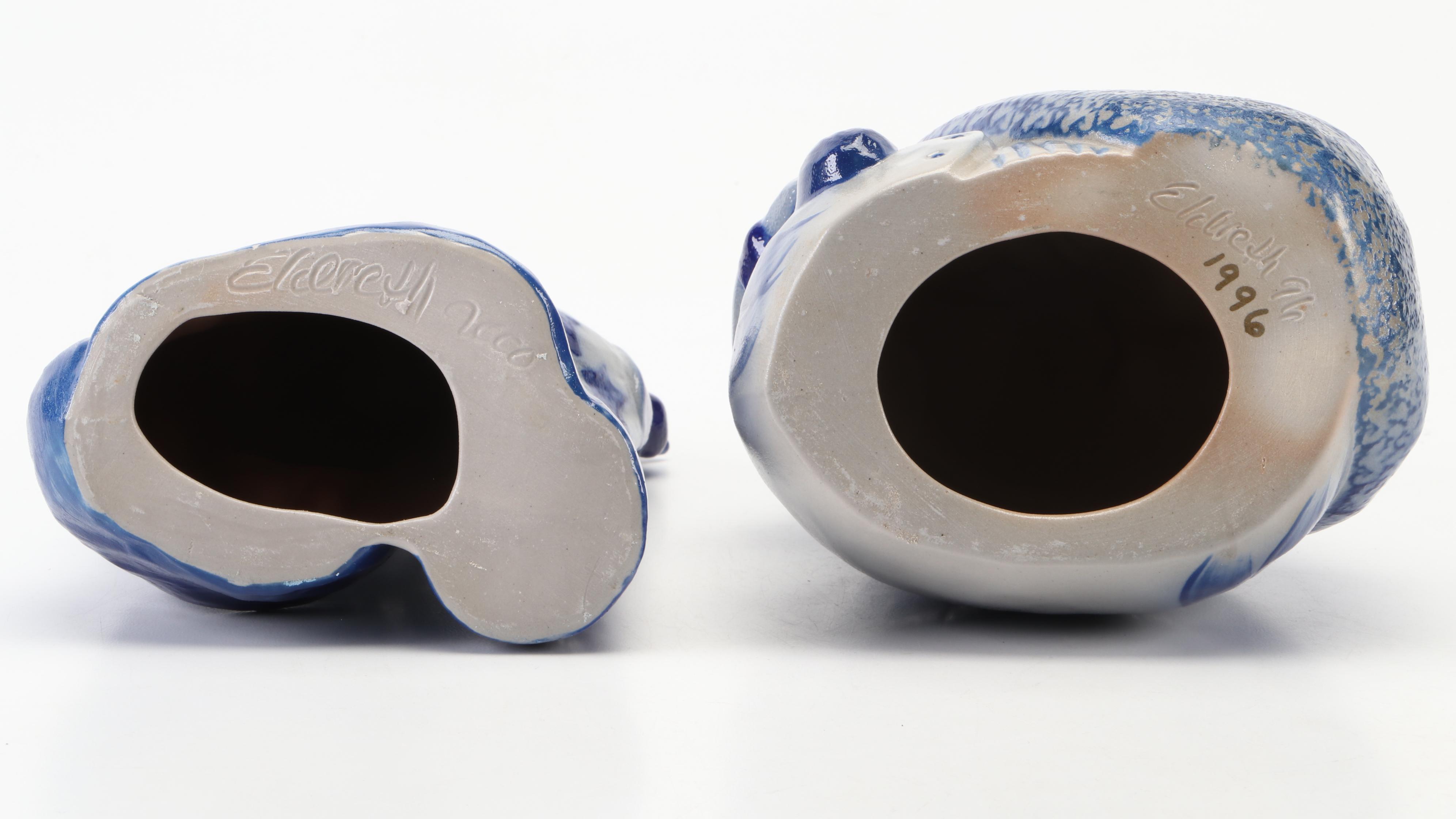 Eldreth Pottery Salt Glazed Stoneware Santa Figurines | EBTH