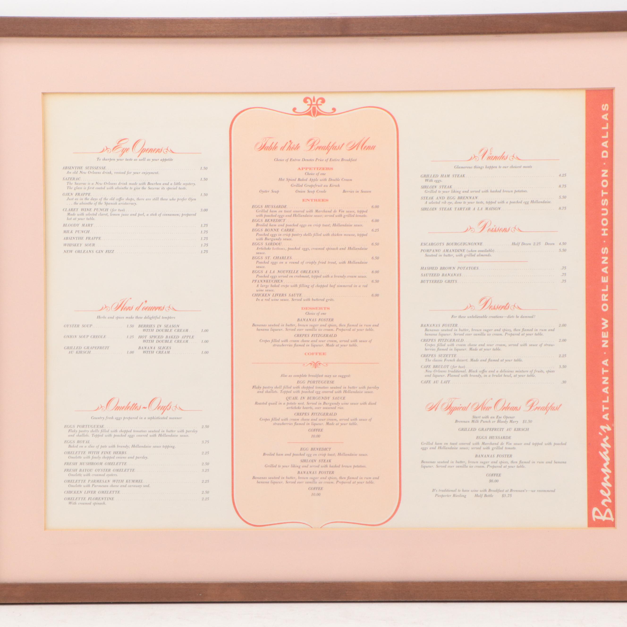 Framed Menus and Restaurant Memorabilia from Dante's Down the Hatch and ...