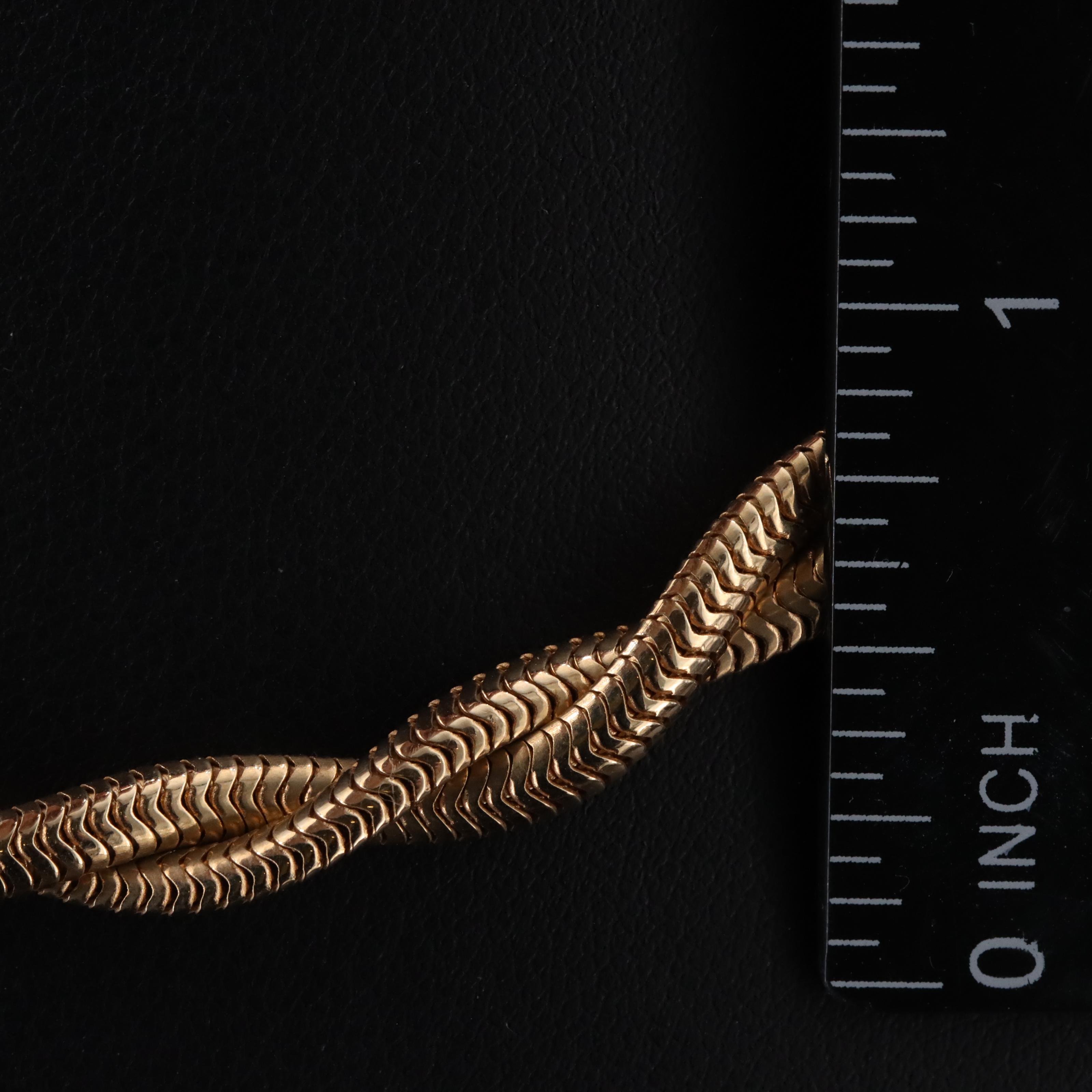 Vintage 14K Twisted Double Snake Chain Necklace | EBTH
