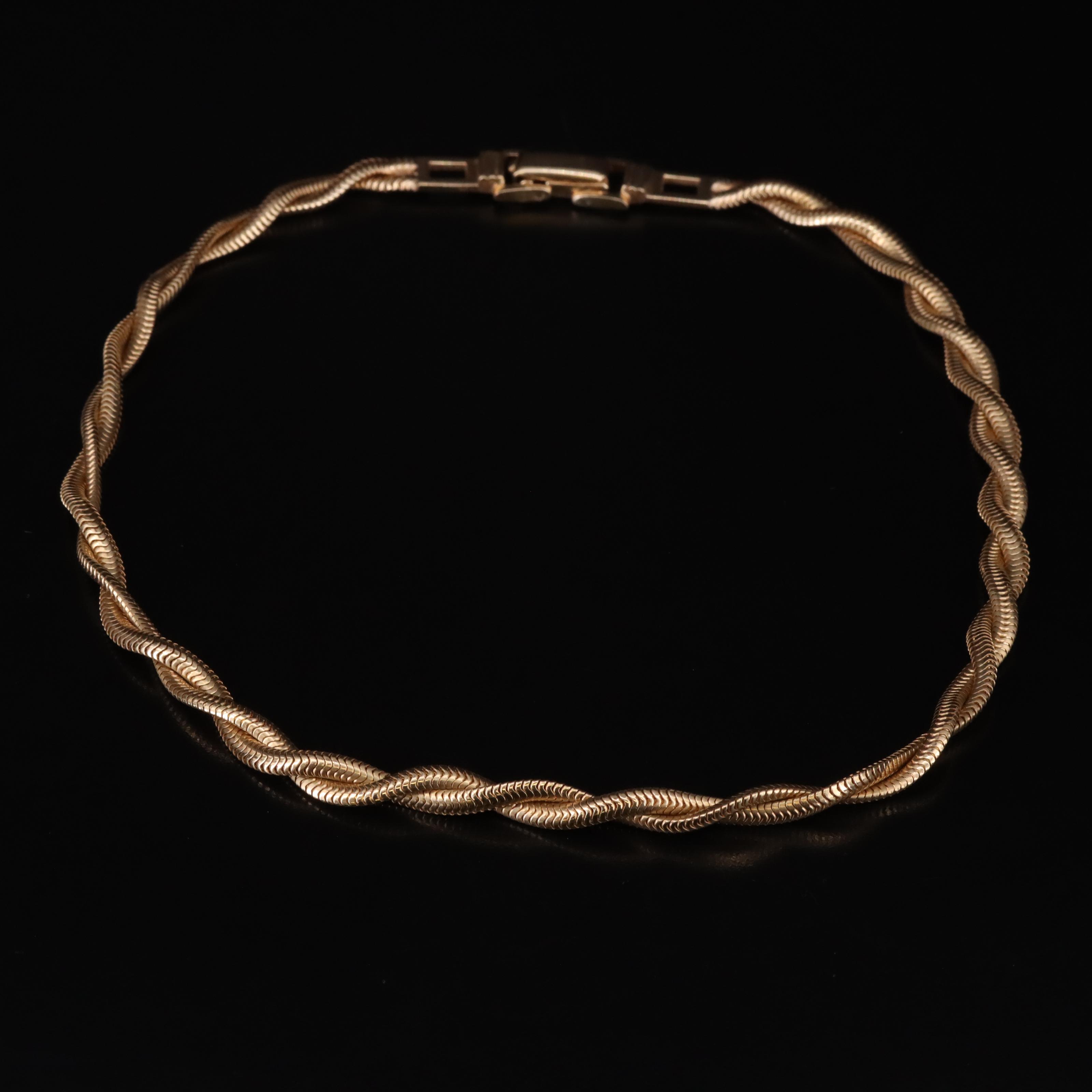 Vintage 14K Twisted Double Snake Chain Necklace | EBTH