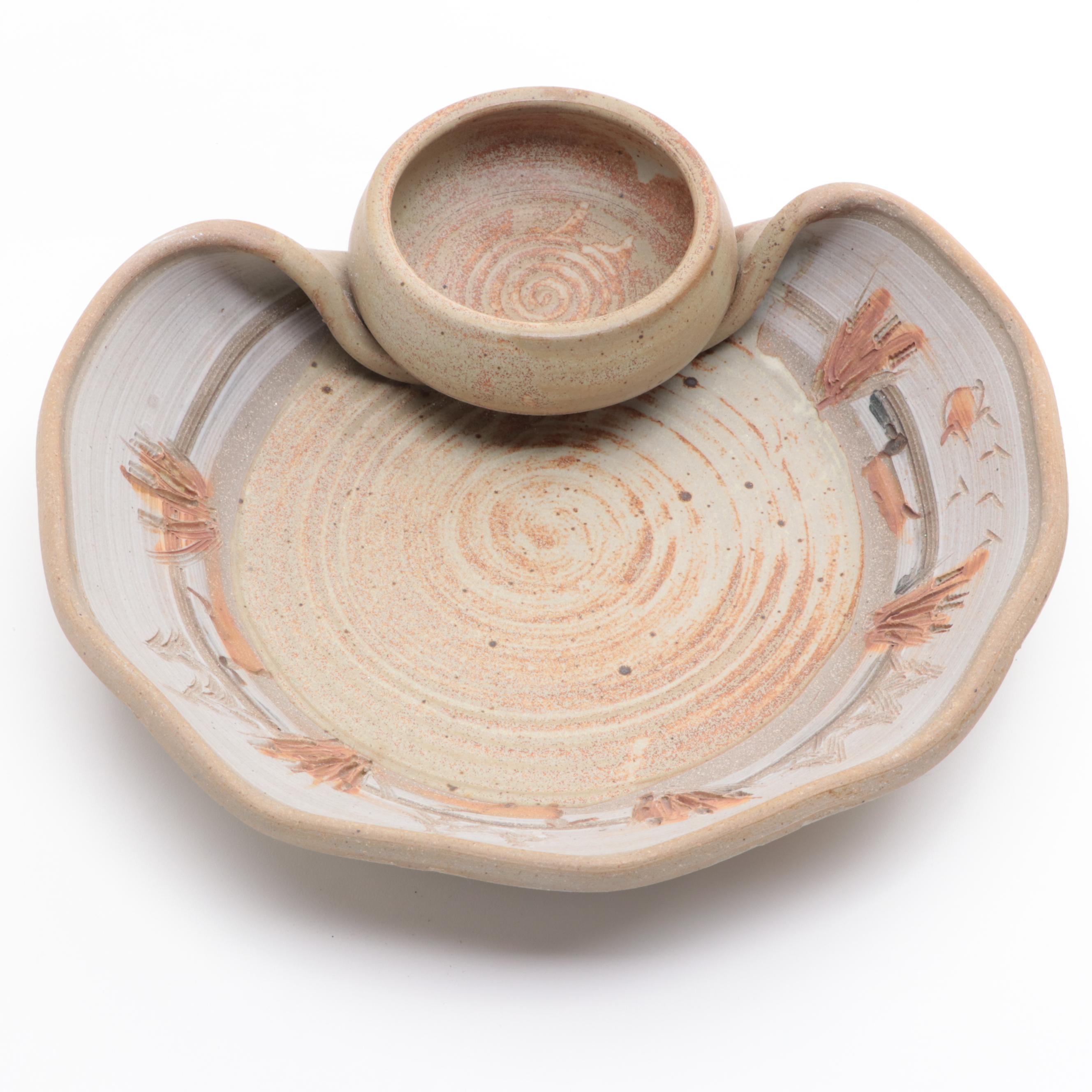 Wheel-Thrown Ceramic Chip and Dip Serveware With Hand-Painted Glaze | EBTH