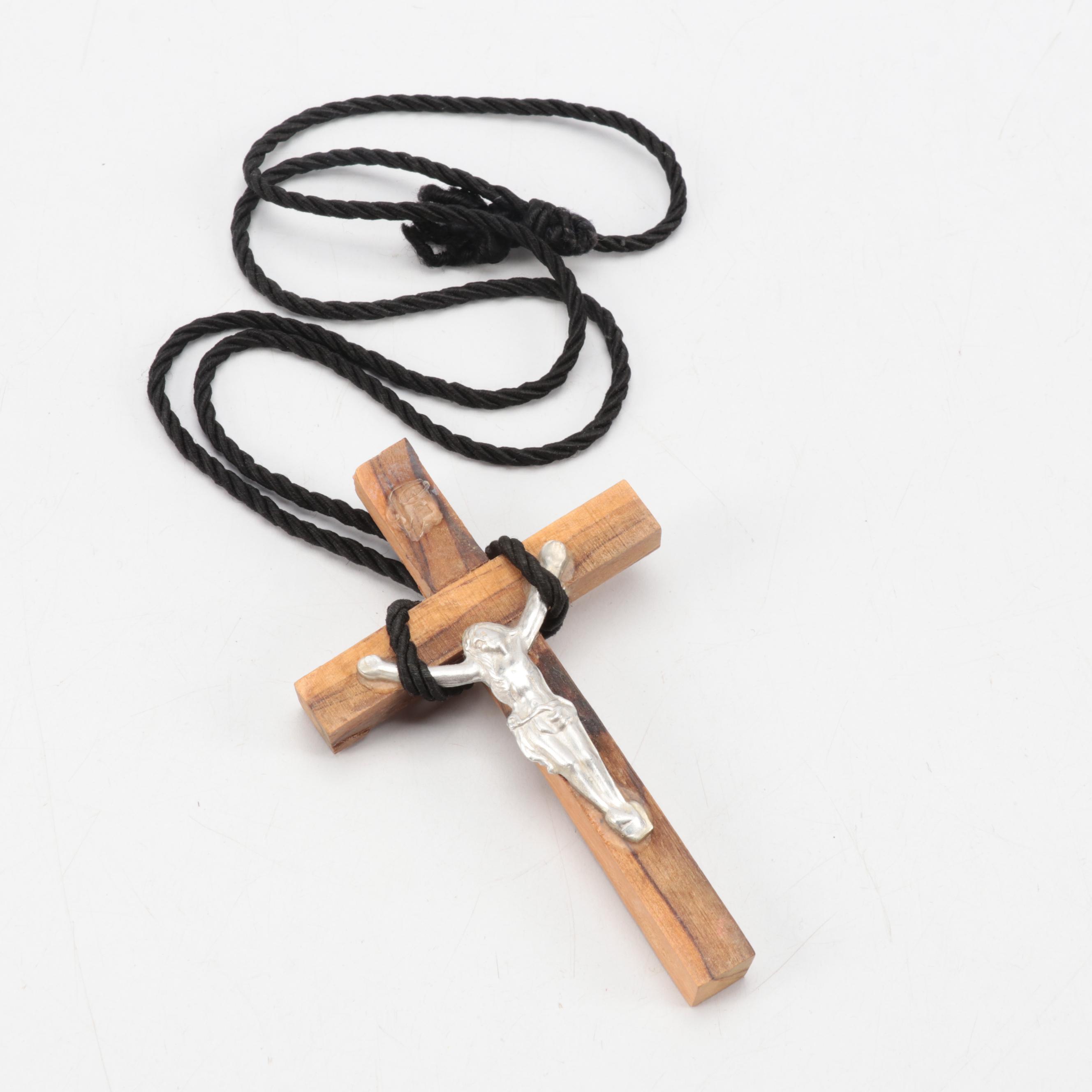 Catholic Sick Call Box With Walnut Pillar Candle Holders, Crucifix and ...