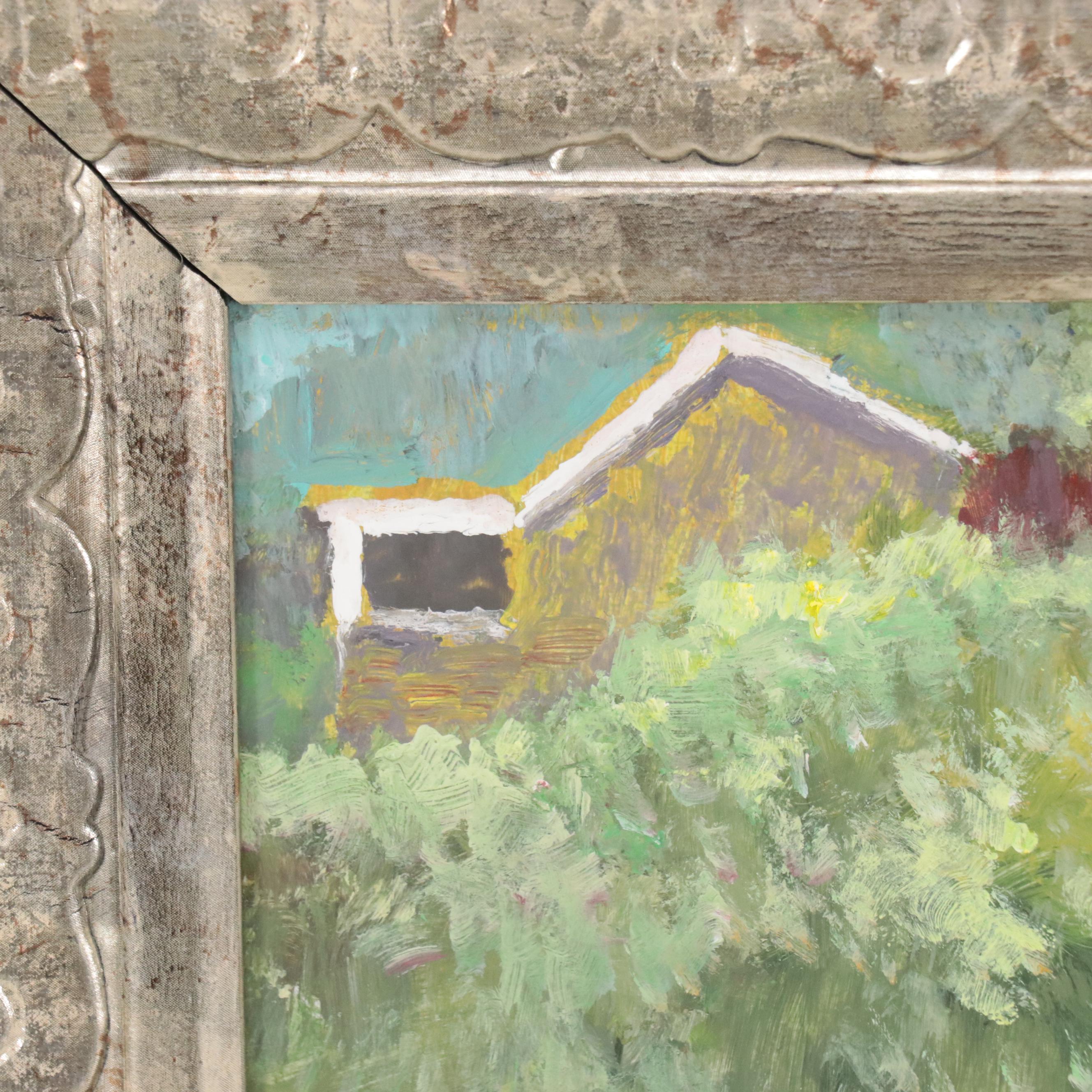 Robert Riddle Baker Acrylic Painting "At the Edge of the Yard," 2022 | EBTH