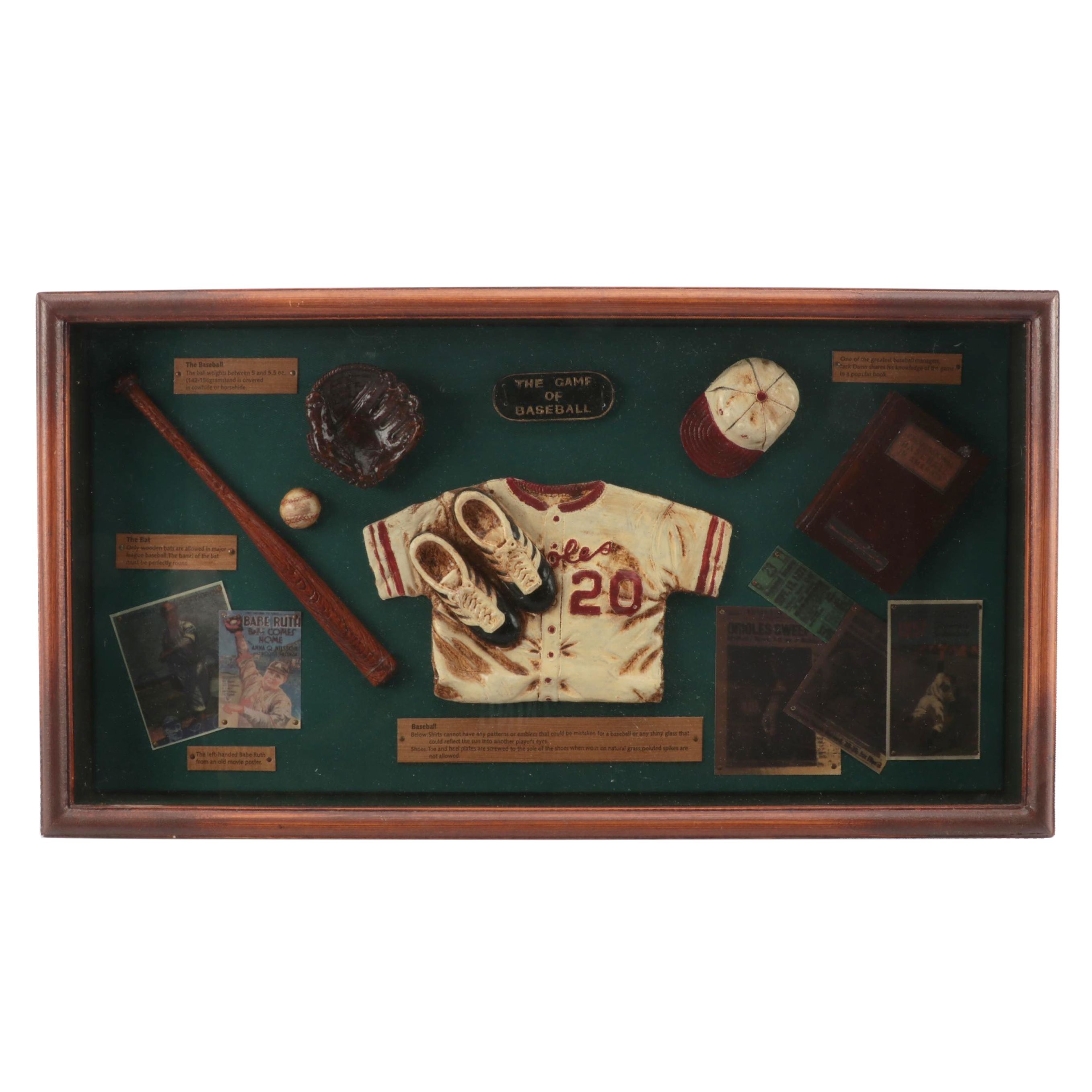 "The Game Of Baseball" Framed Display Featuring Babe Ruth and More | EBTH