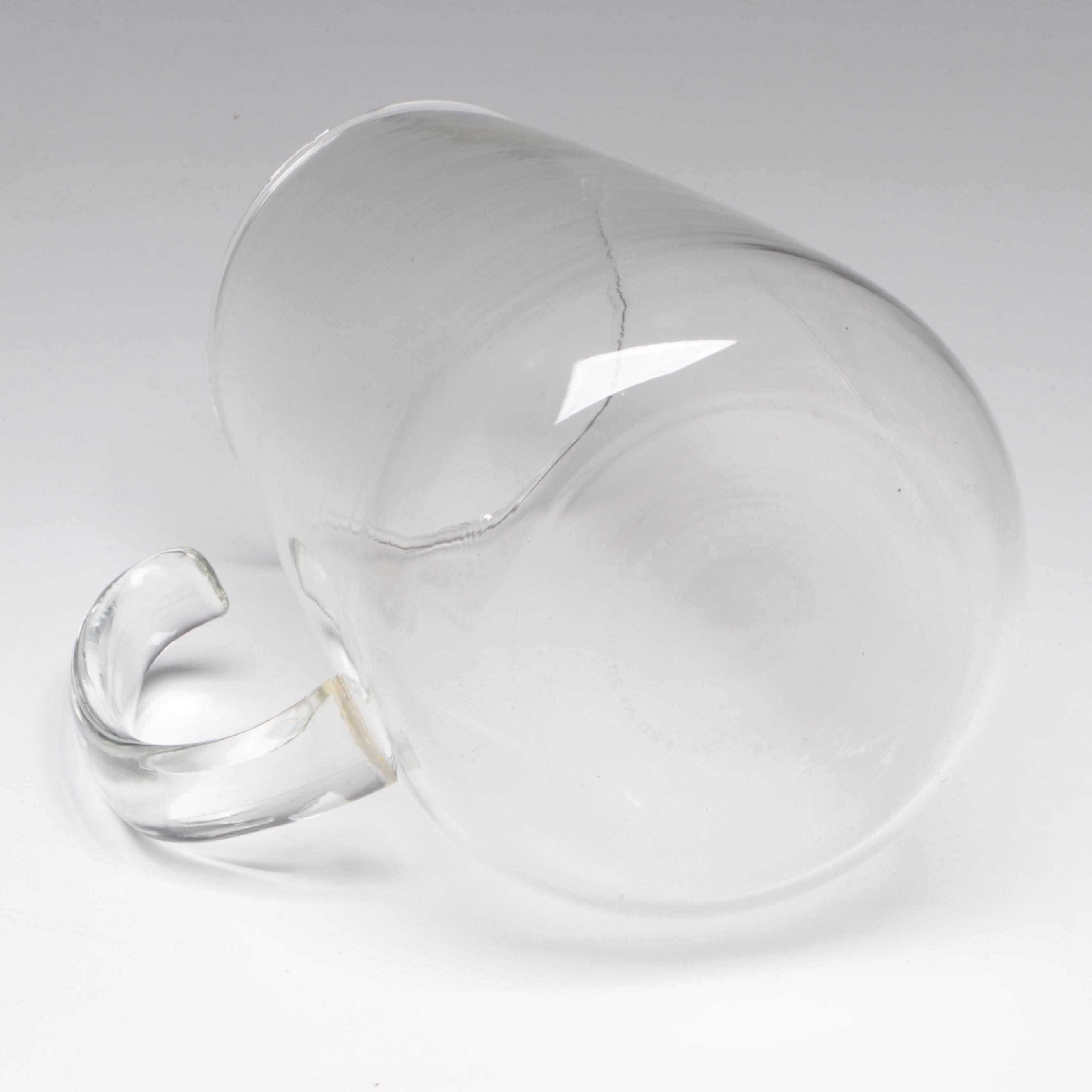 Pyrex Glass Pitcher with Other Tumblers and Smoke Glass Stemware, Mid ...