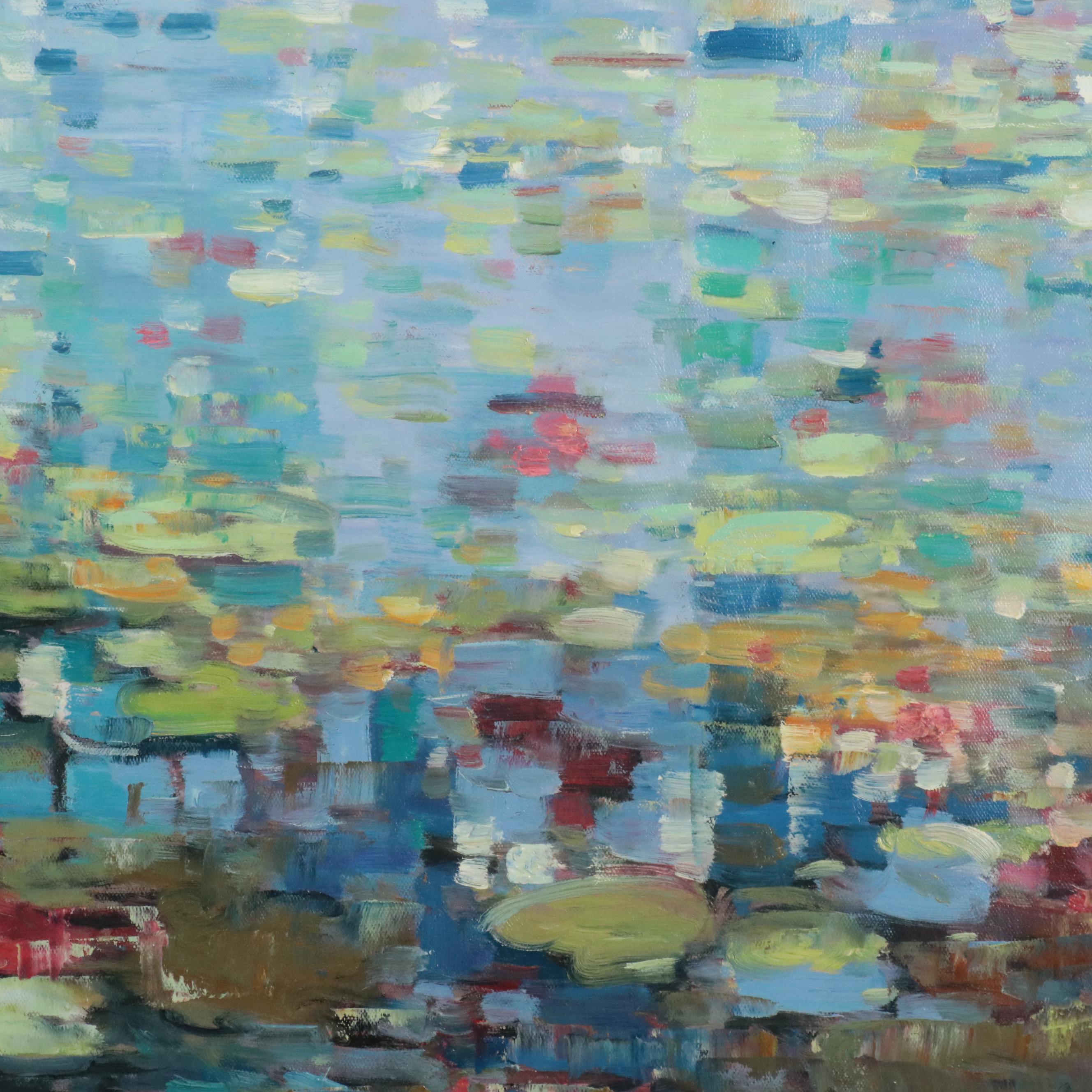 N. Ming Oil Painting of Lily Pond | EBTH