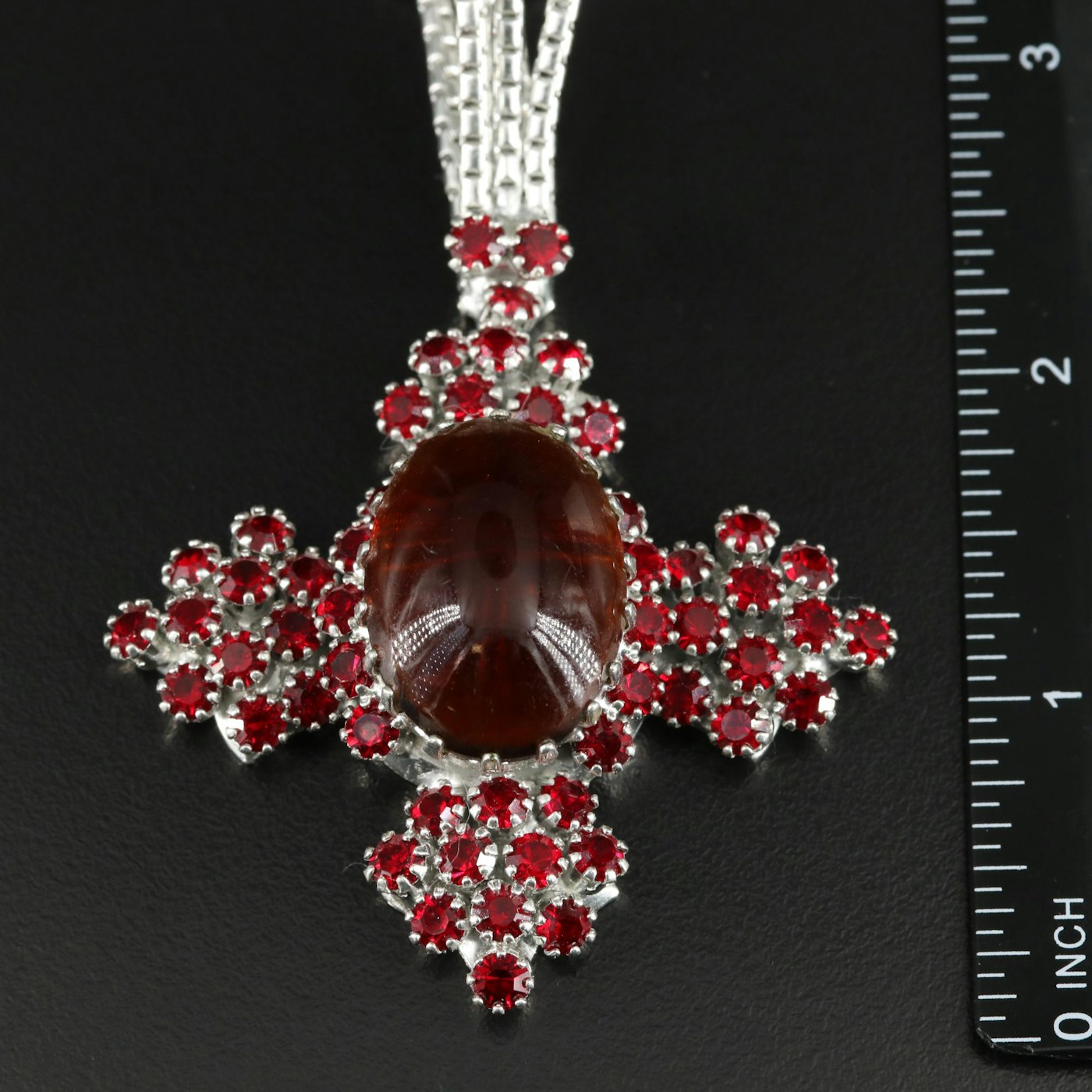 Rodrigo Otazu Swarovski Crystal and Glass Cabochon Cross Necklace | EBTH Rodrigo Otazu Swarovski Crystal and Glass Cabochon Cross Necklace | EBTH