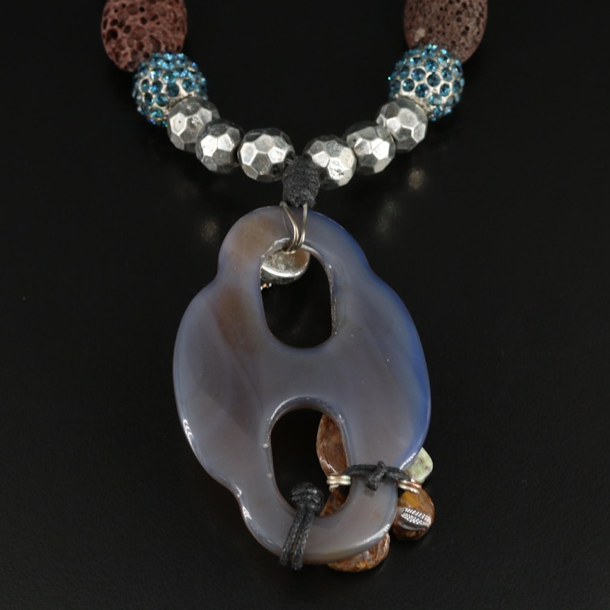Rodrigo Otazu Agate Sodalite and Swarovski Crystal Necklace | EBTH Rodrigo Otazu Agate Sodalite and Swarovski Crystal Necklace | EBTH