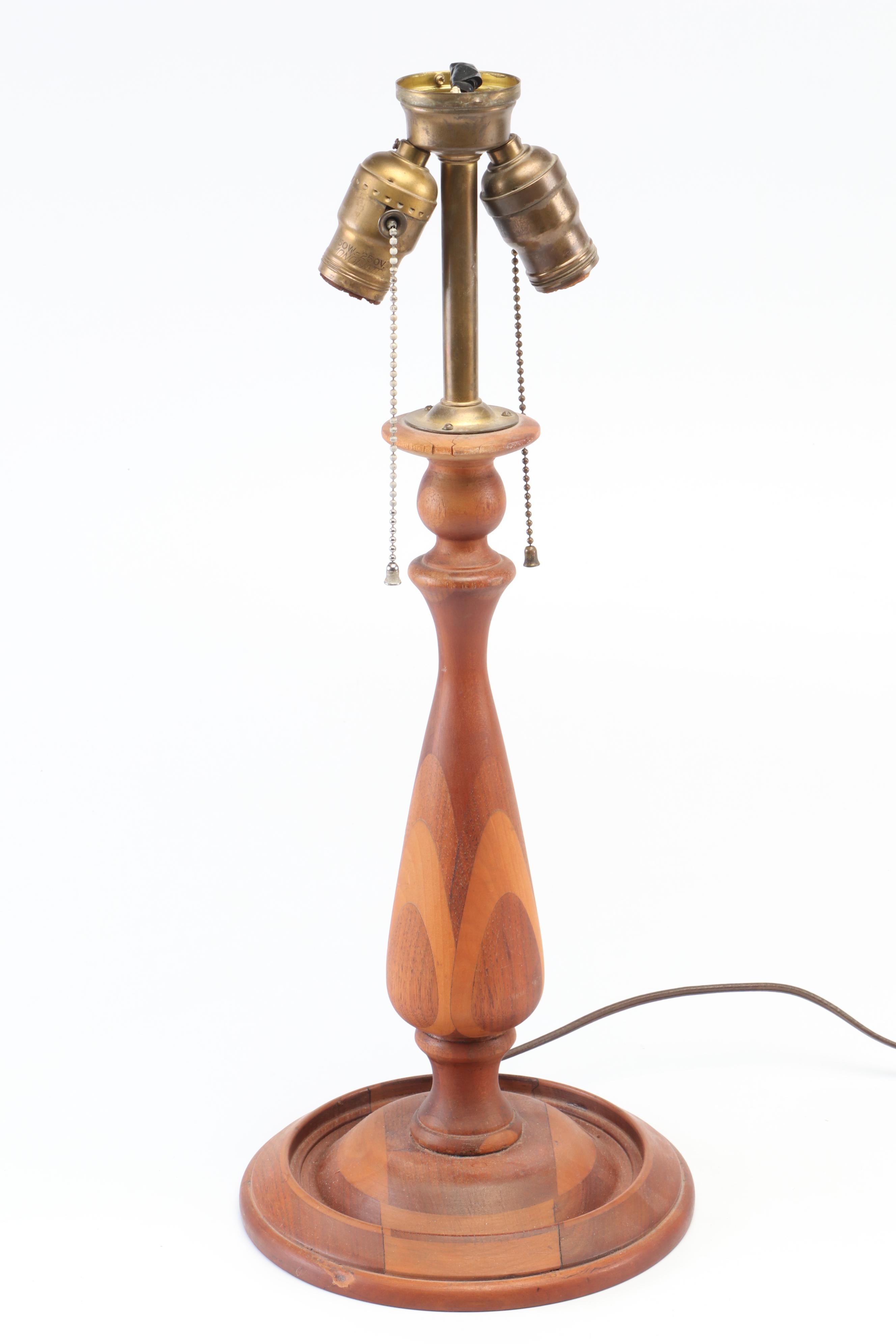 Lathe-Turned Wood Table Lamp With Humidors and Music Box | EBTH