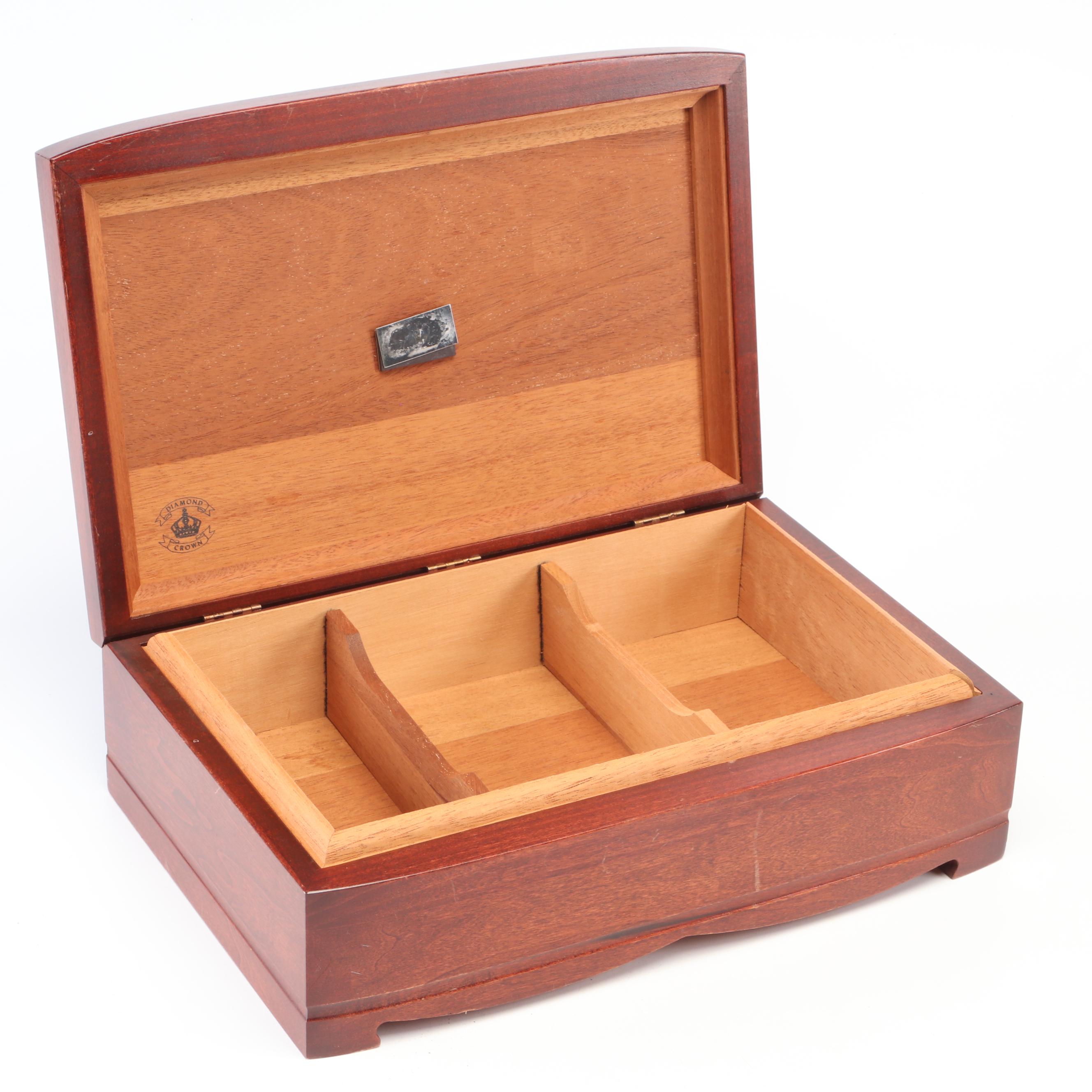 Lathe-Turned Wood Table Lamp With Humidors and Music Box | EBTH