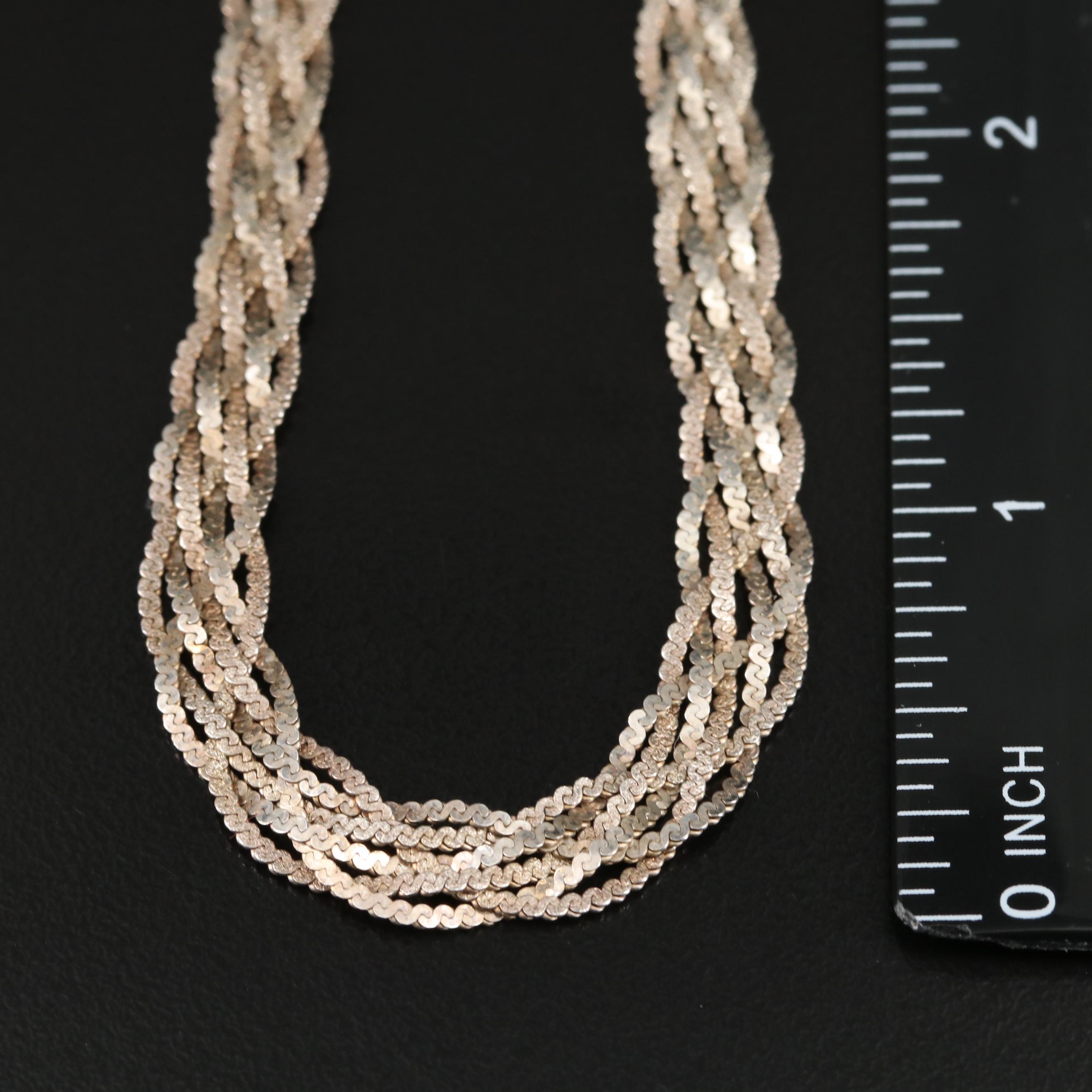 Sterling Braided Serpentine Chain Necklace | EBTH
