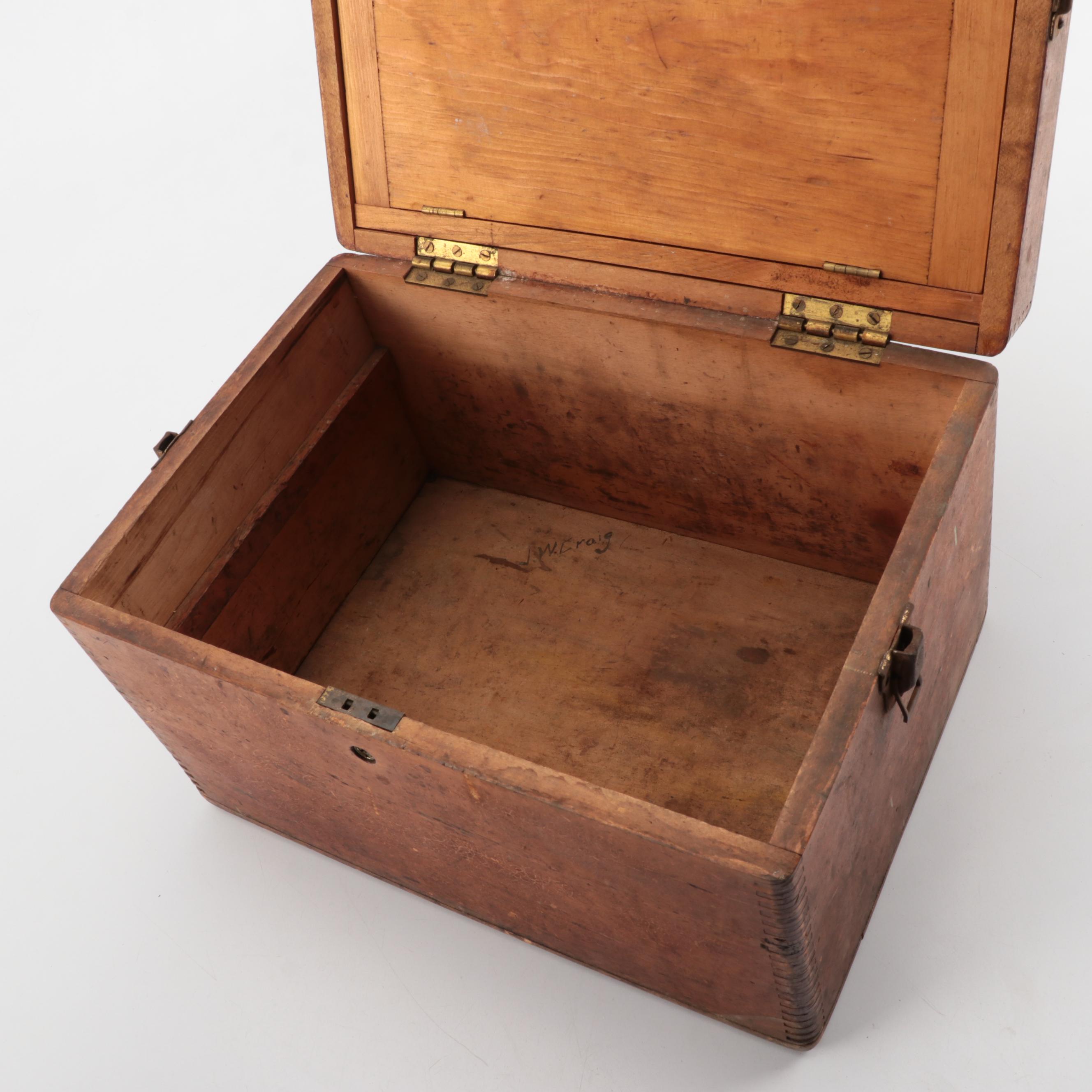 Wooden Locking Tool Box, Early 20th Century | EBTH