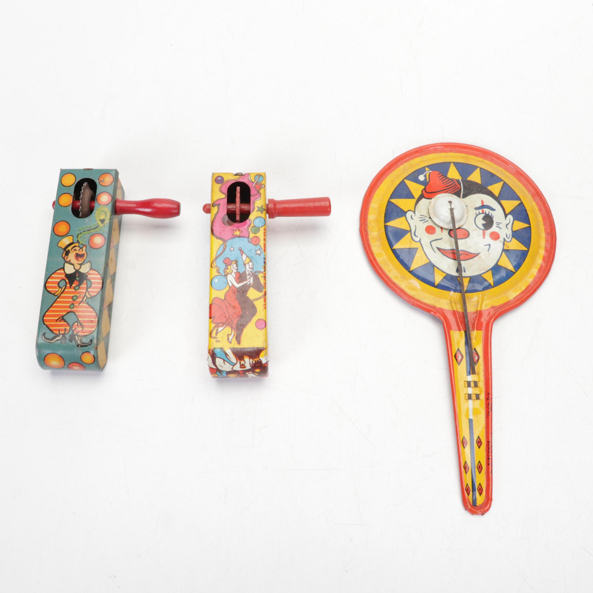 Cast Iron Schultz Beer Wagon, Mosser Clowns, Tin Litho Noise Makers ...