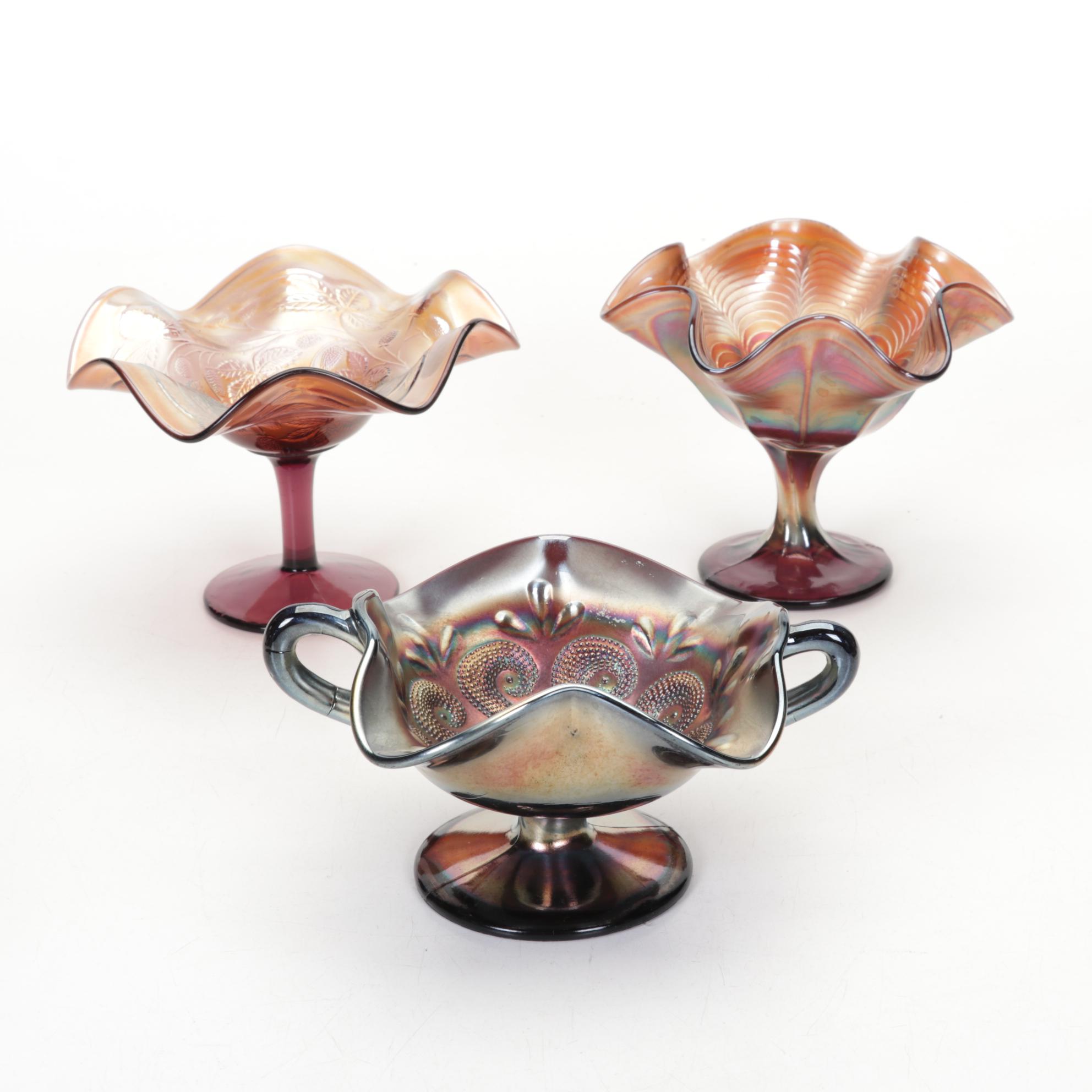 Amethyst, Iridescent and Carnival Glass Featuring Fenton "Drapery" Vase ...