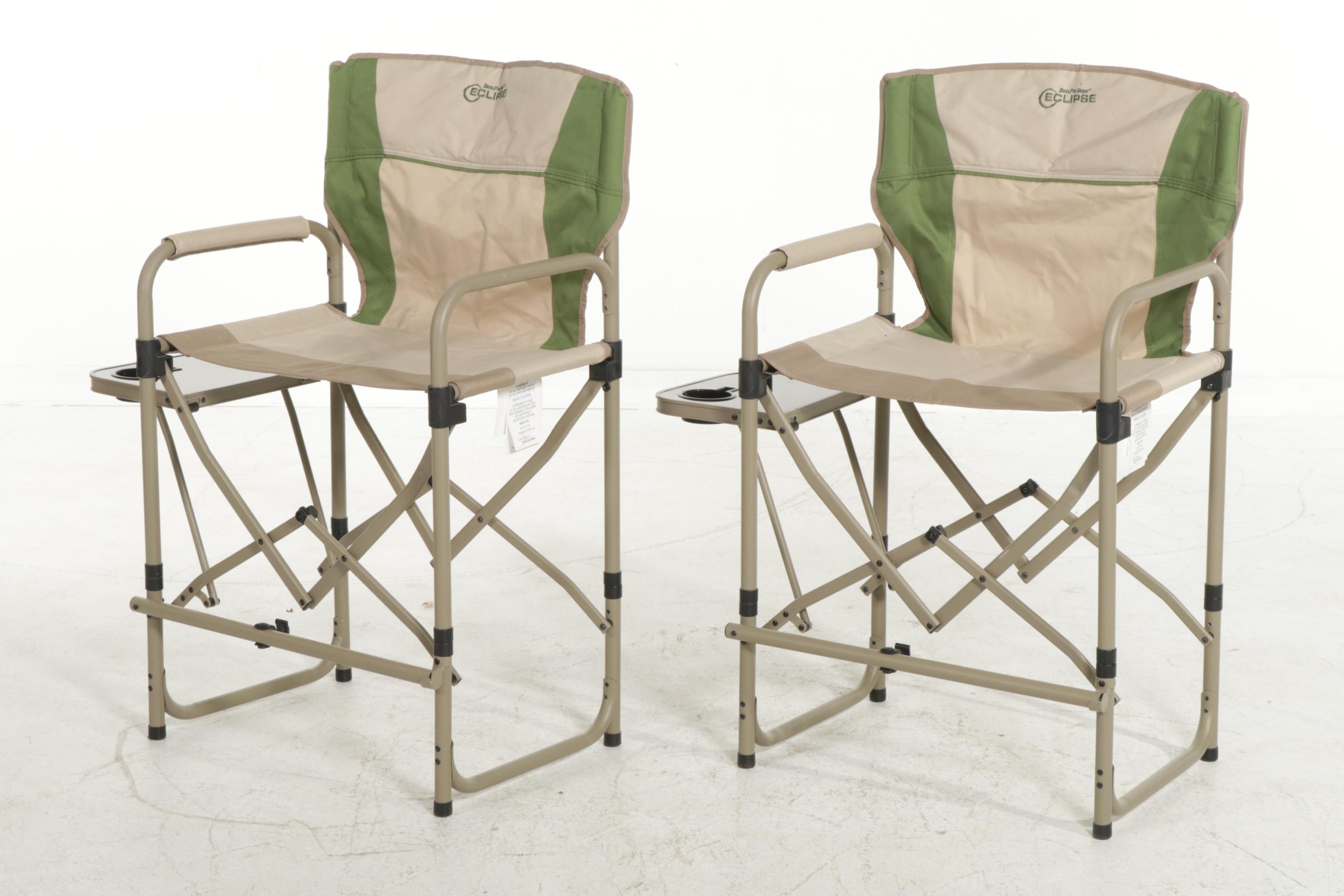 Pair of Bass Pro Shops Eclipse Folding Camp Chairs with Attached Side ...