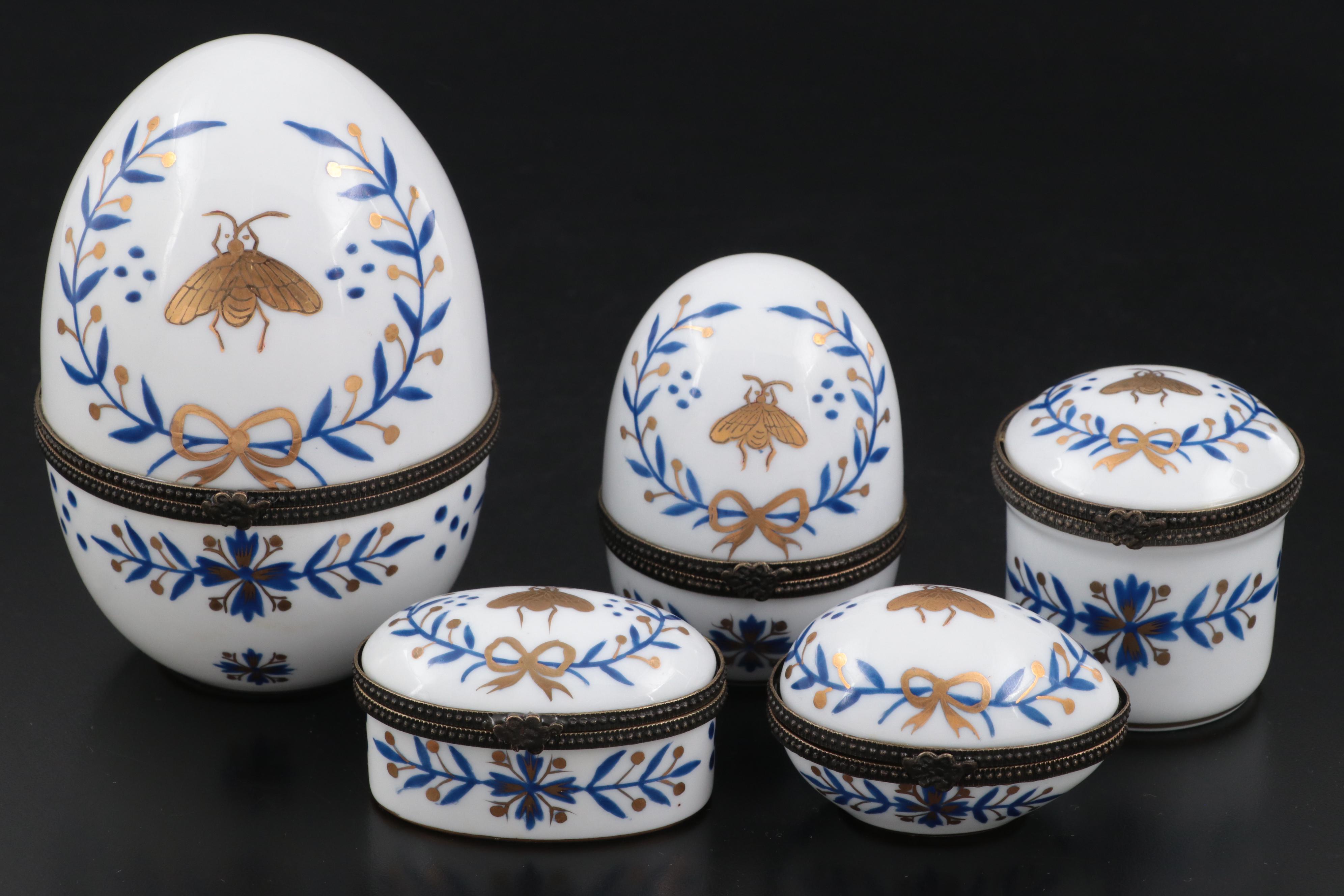 Christofle Silver Plate Mirrored Tray with Hand-Painted Porcelain ...