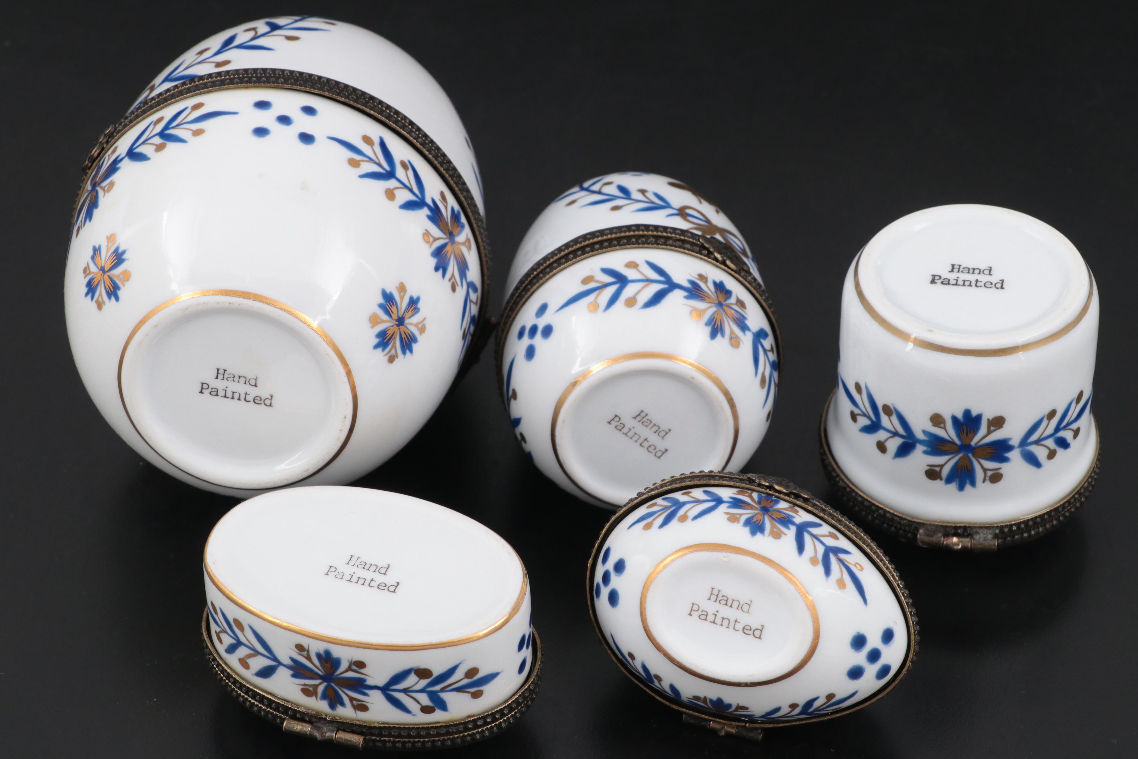 Christofle Silver Plate Mirrored Tray with Hand-Painted Porcelain ...