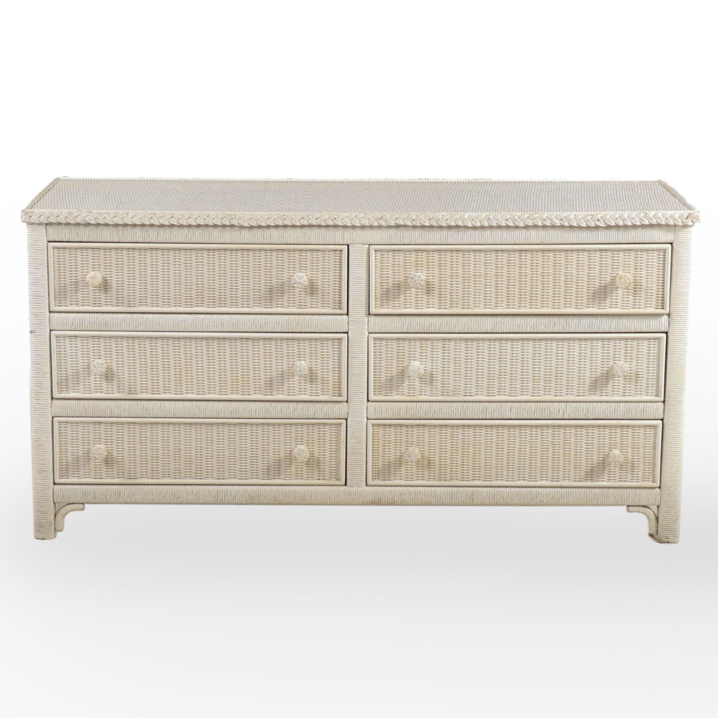 Henry Link White-Painted Wicker Six-Drawer Chest, dated 1987 | EBTH