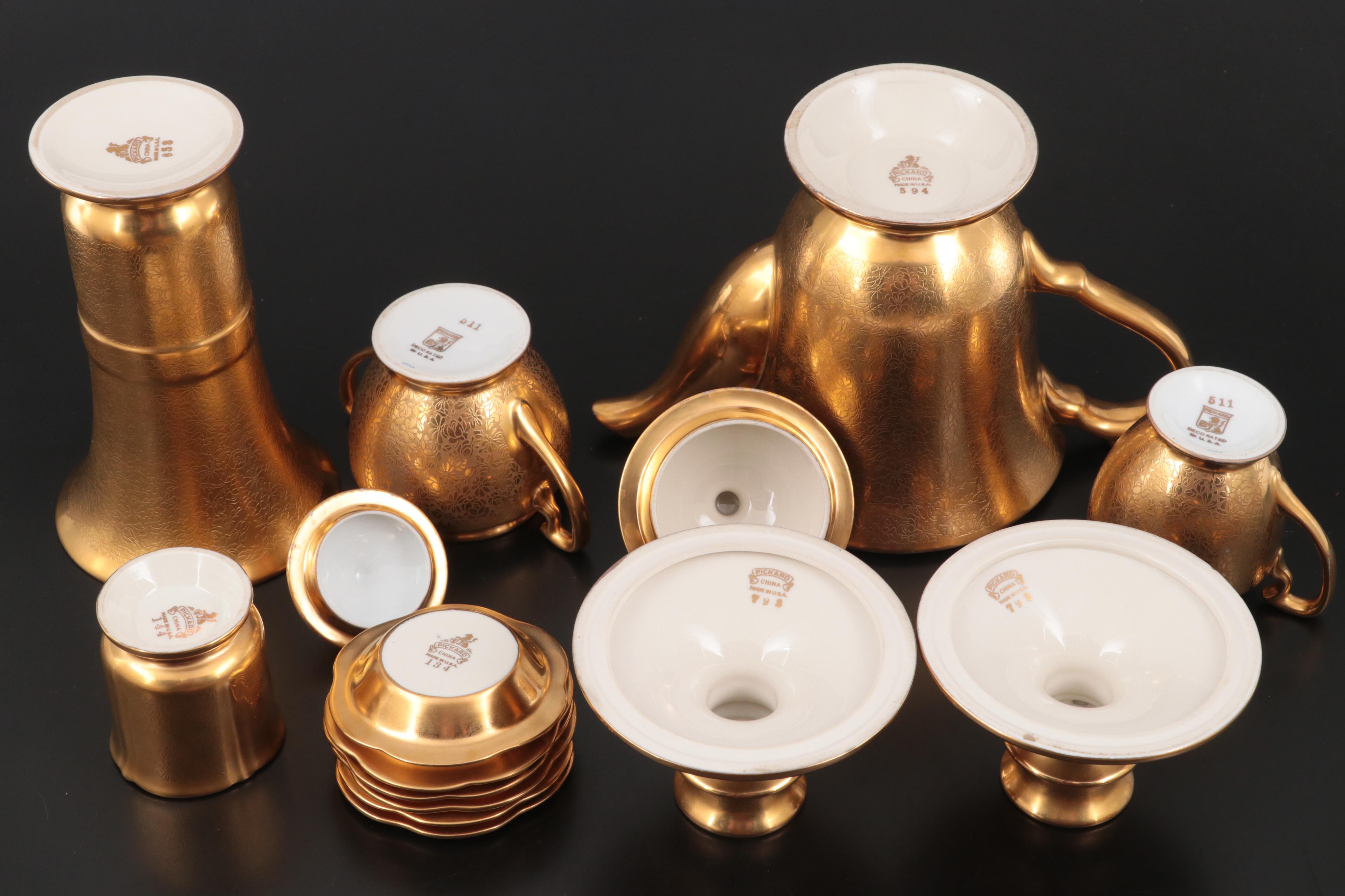 Pickard "Rose and Daisy" Gold Encrusted China and Tiffin-Franciscan ...