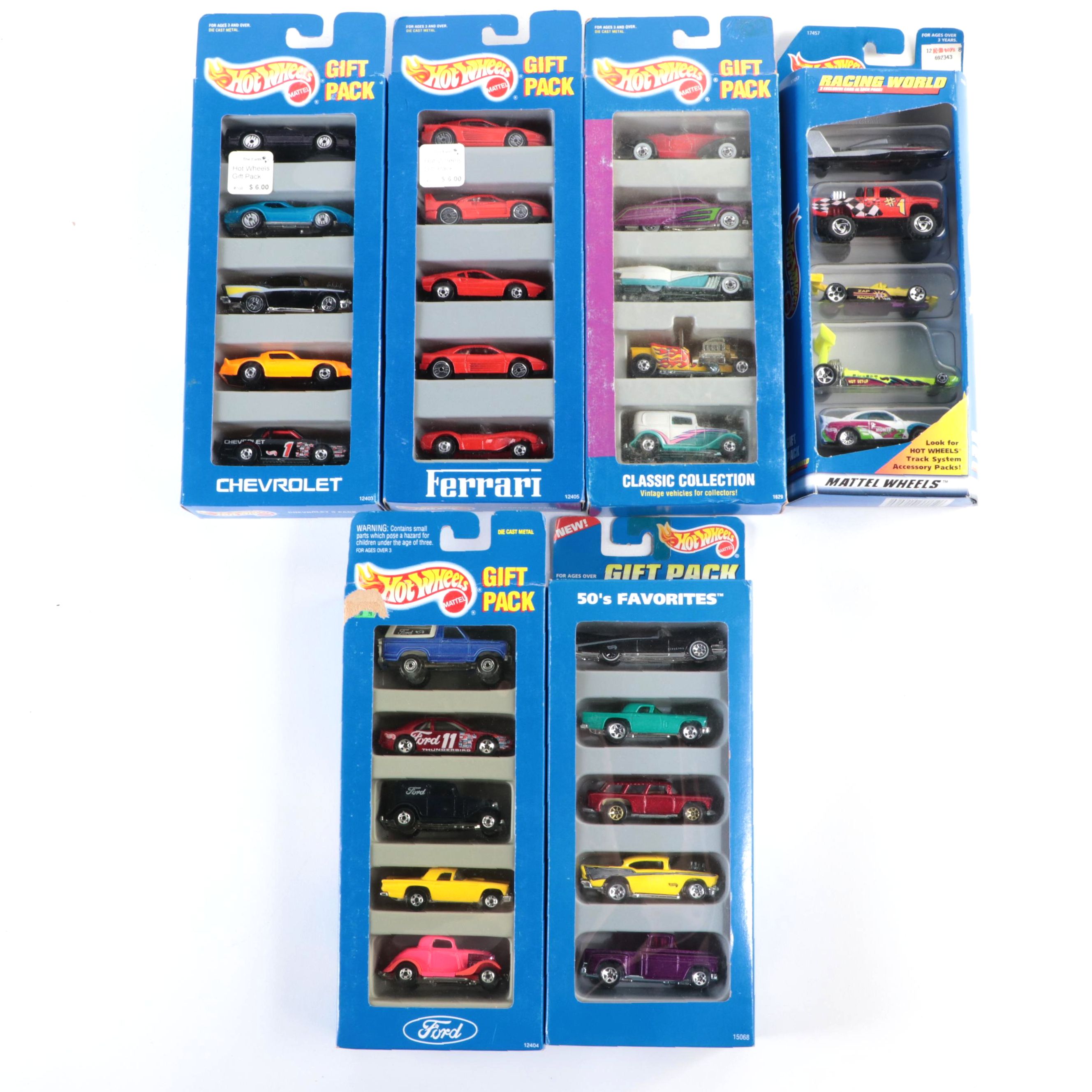 Mattel Hot Wheels Diecast Cars Ferrari, Ford and More Retail Gift Packs ...