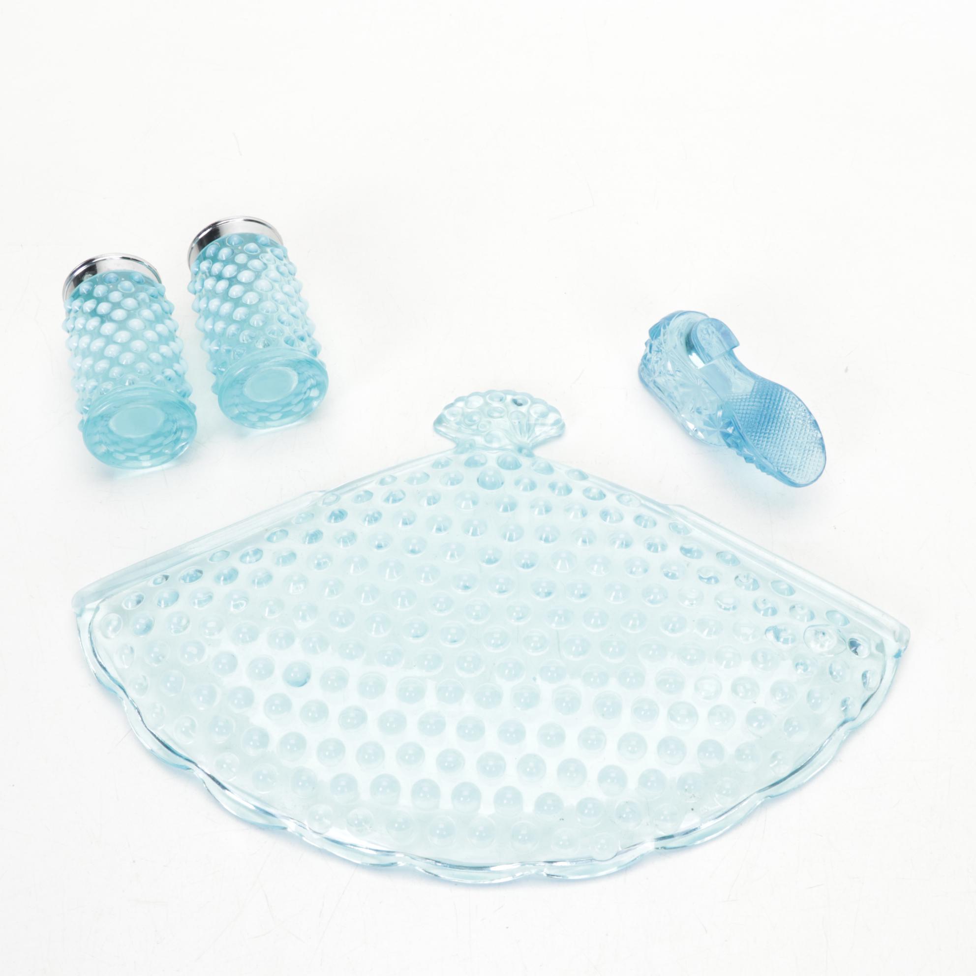 Fenton, Fostoria, and More Blue & Opalescent Glass with Mosser Punch ...
