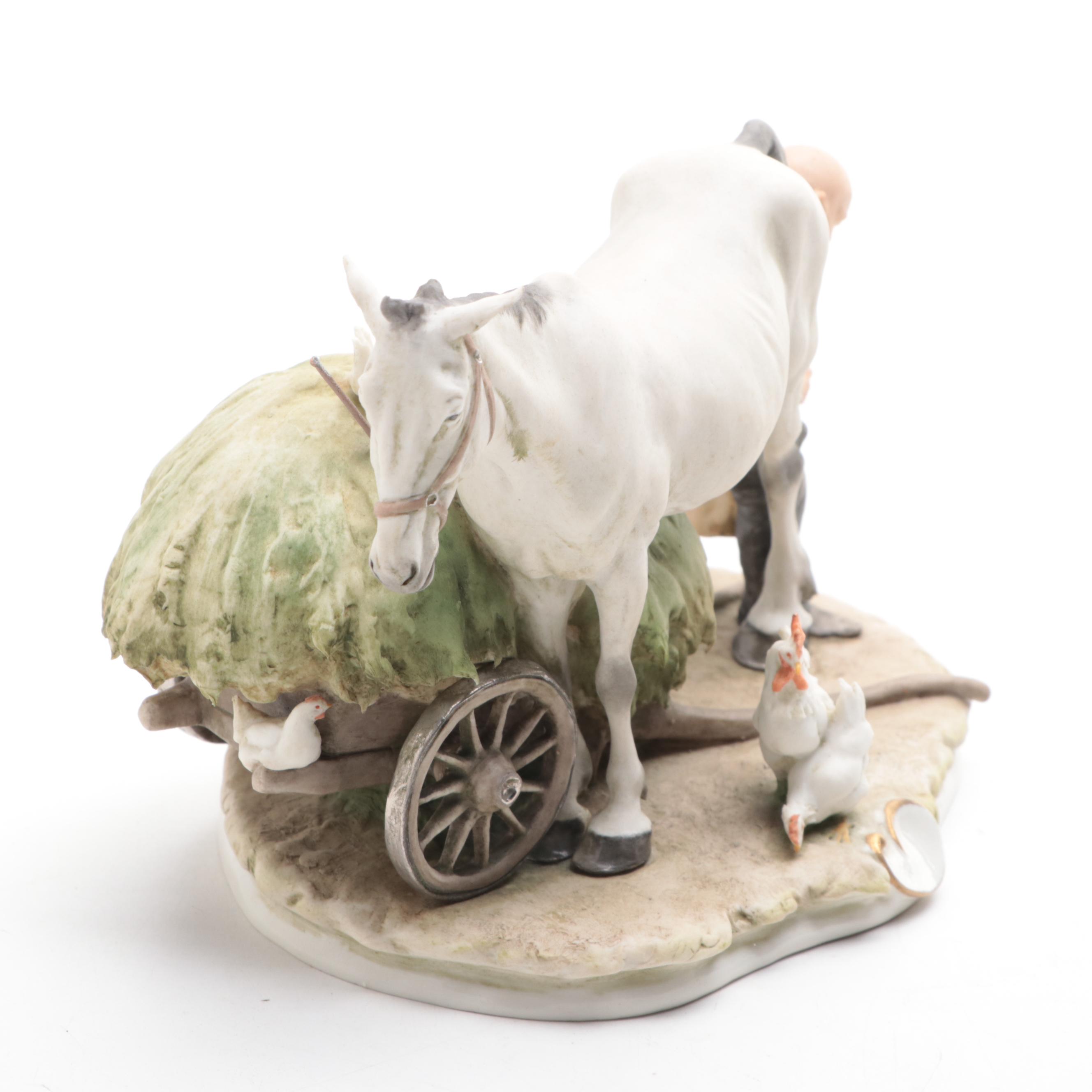 Giuseppe Cappè Italian Porcelain Figurine of Man Shoeing Horse, Mid ...