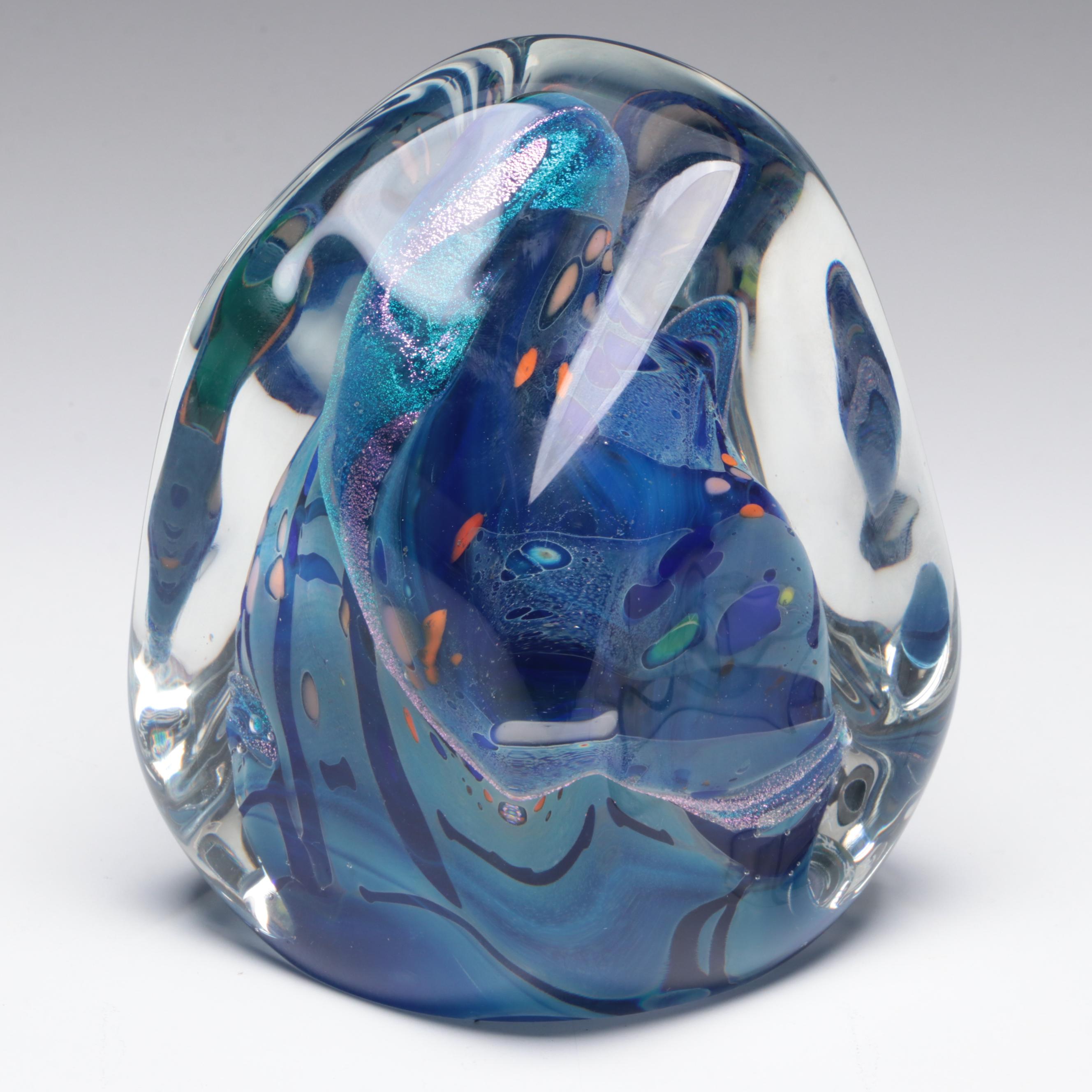 Rollin Karg Dichroic and Multicolor Abstract Art Glass Sculpture, 1998 ...